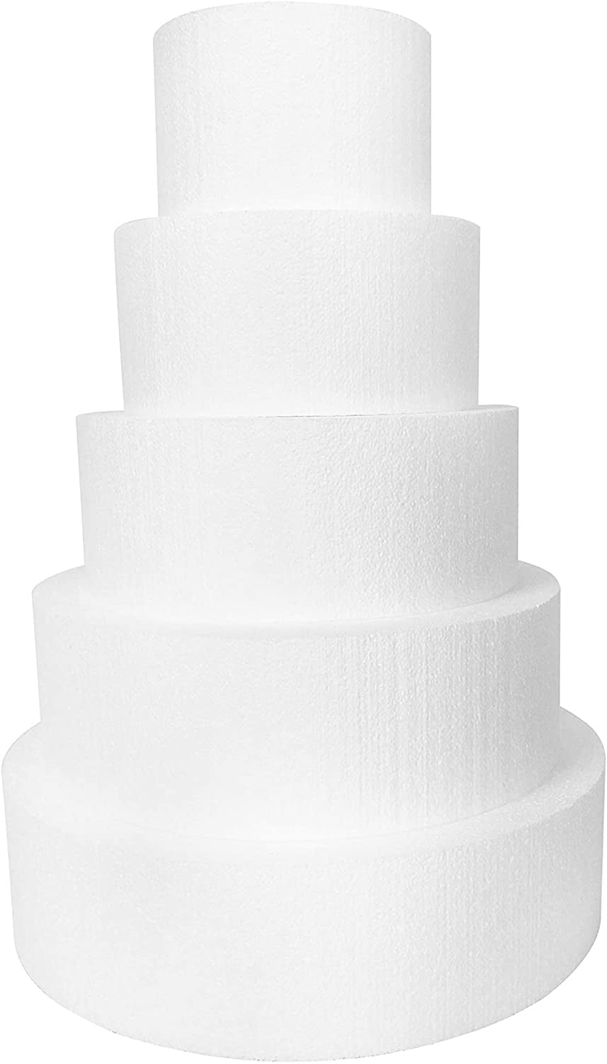 Round 4" Cake Dummy Set - Set of 5, Each 4" High by 6", 8", 10", 12 ...