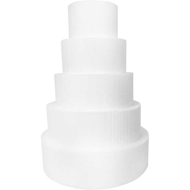Round 4" Cake Dummy Set - Set of 5, Each 4" High by 6", 8", 10", 12 ...