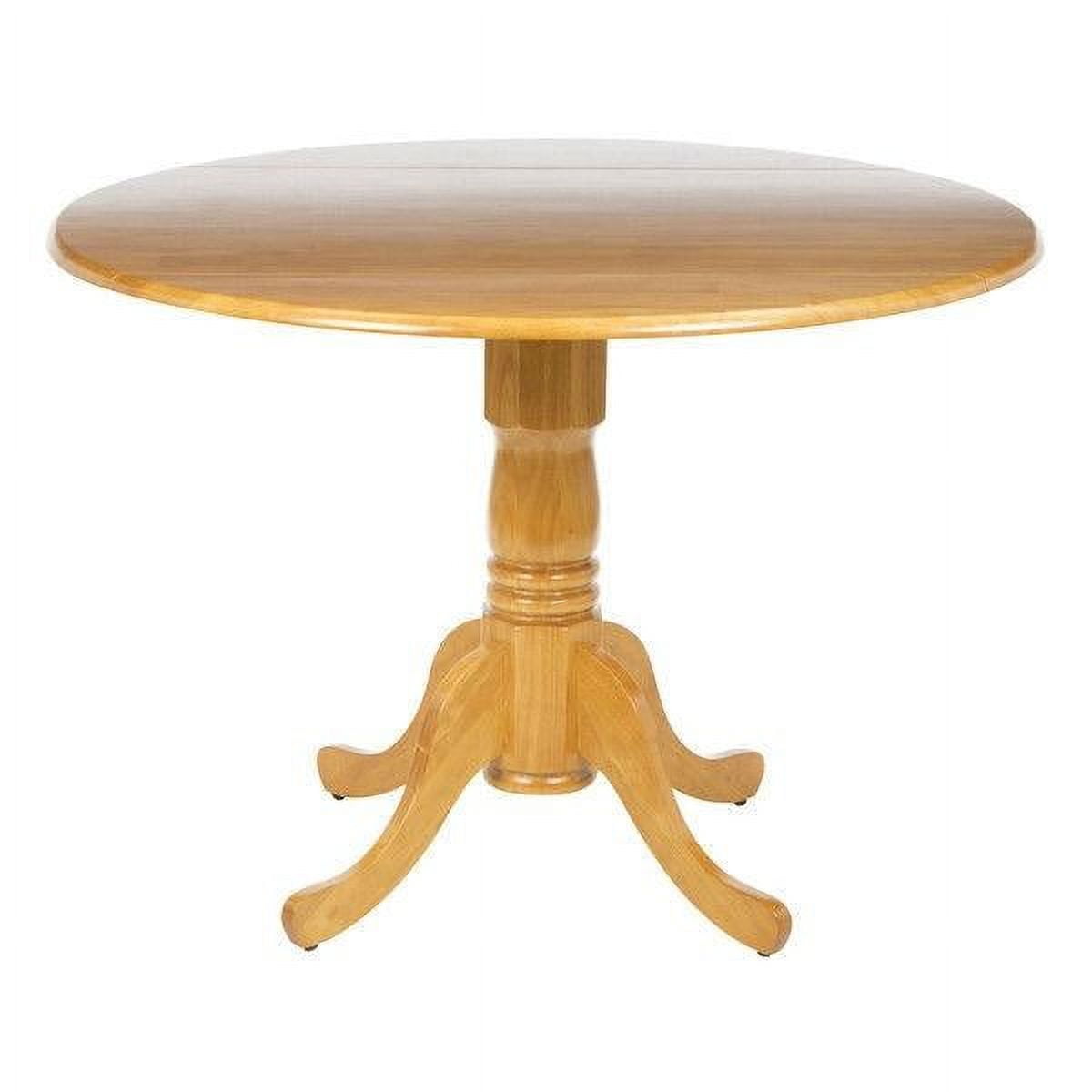 Round 42-inch Drop-Leaf Dining Table in Oak Wood Finish - Walmart.com