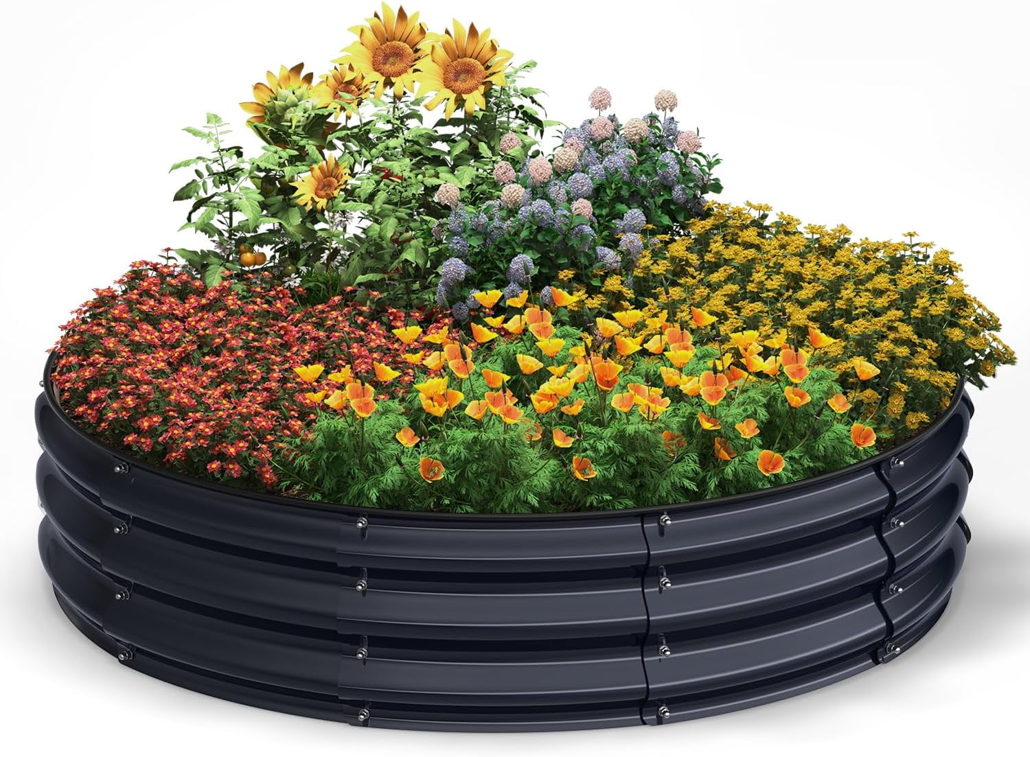 Galvanized Raised Garden Bed, 4x4x1 FT Round Raised Garden Bed for ...