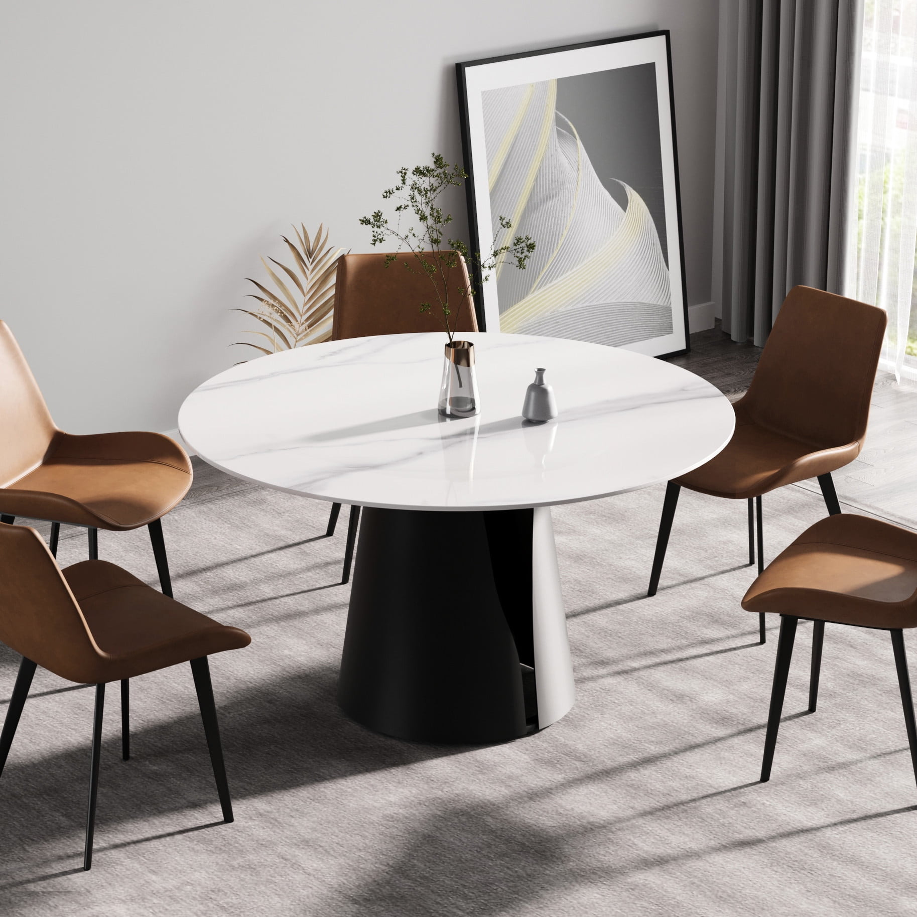 Round 53.42" Sintered Stone Table - Accommodates 6, Low Water ...