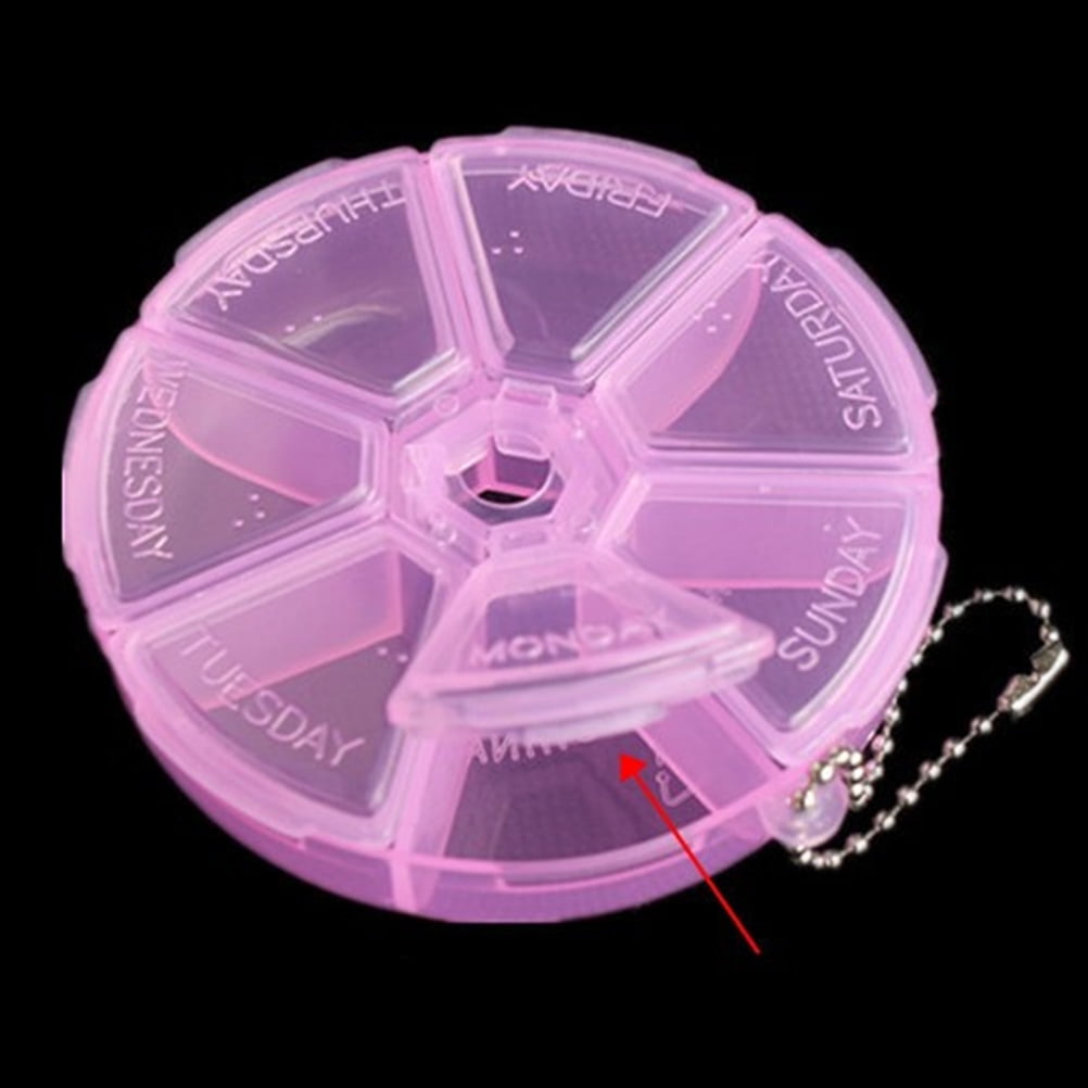 Round 7 Days Pill Box Organizer for Medicine Travel Pill Case Container ...
