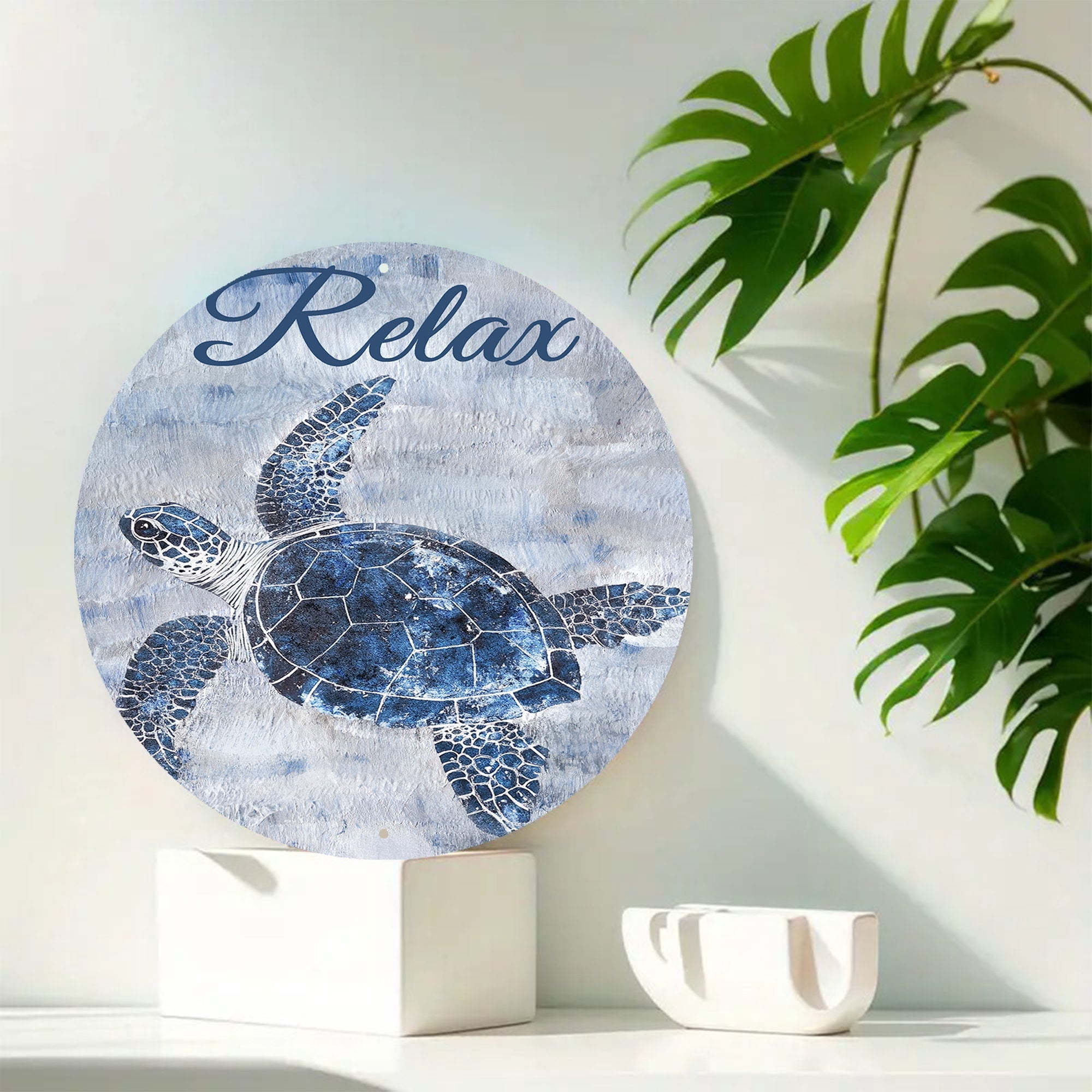 Round 8x8 Inch Sea Turtle Summer Beach Sea Animals Round Aluminum Wall ...