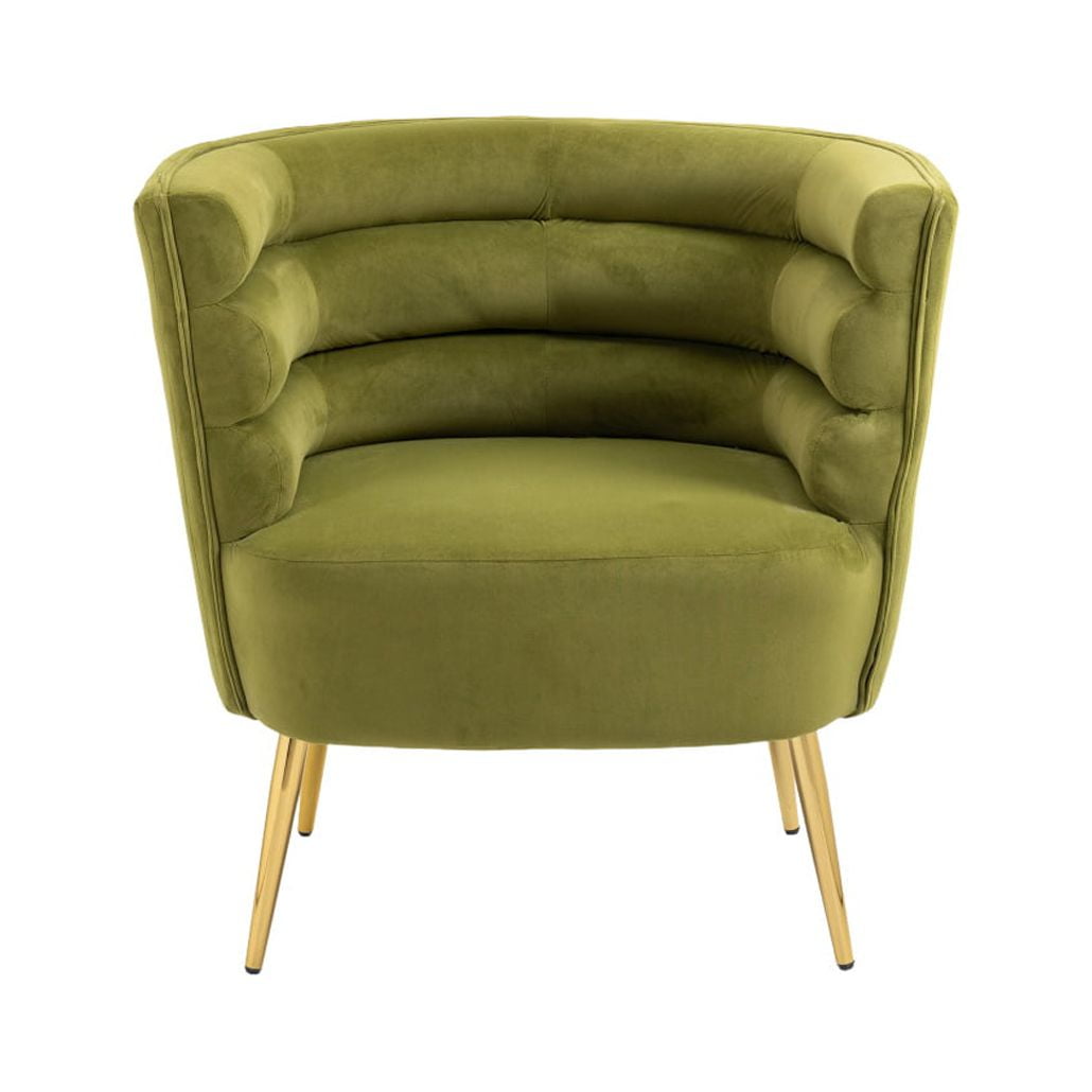 Round Accent Chair, Velvet Barrel Chair with Thick Backrest and Cushion ...