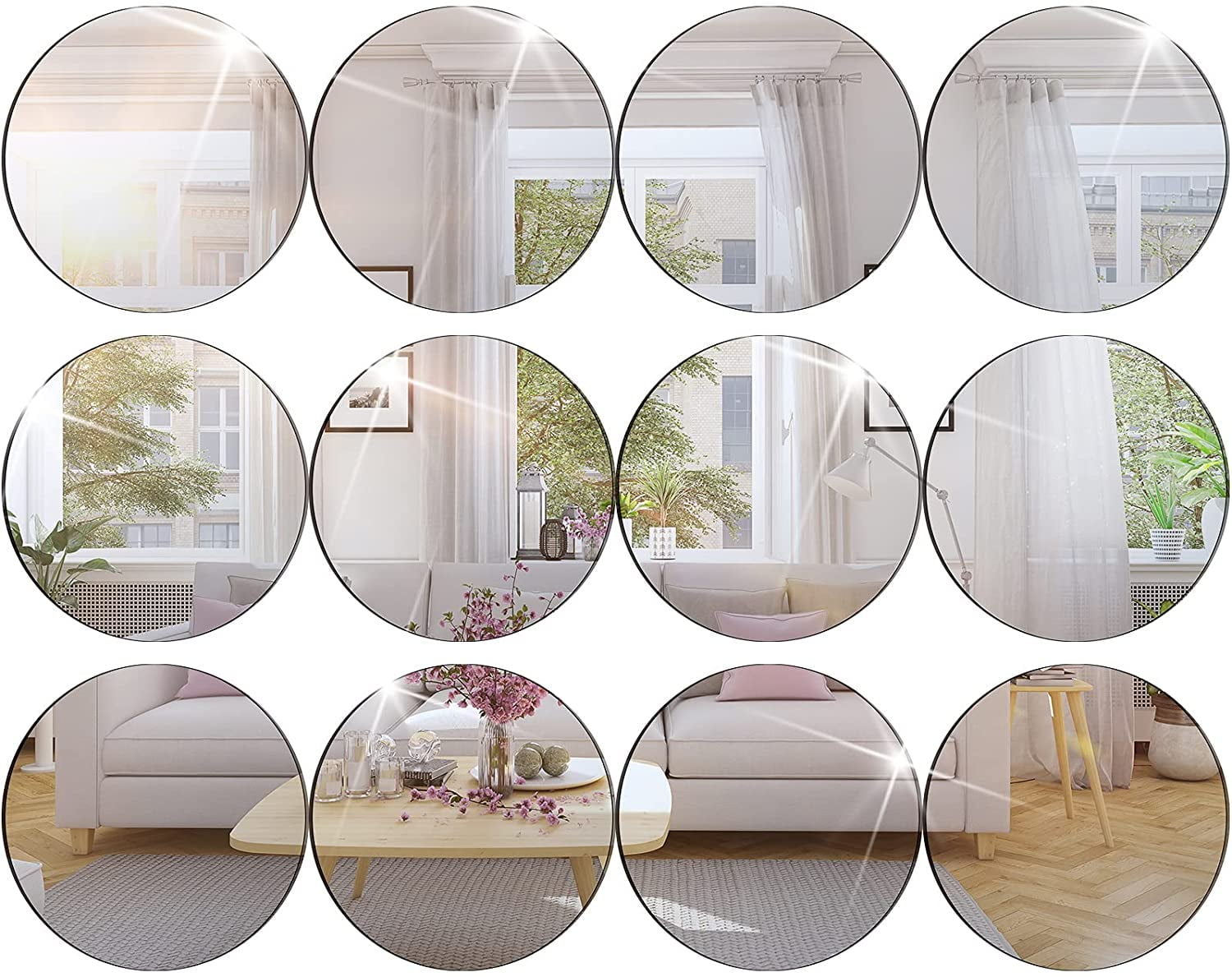 Round Acrylic Mirror Candle Plate Set, Round Mirror Base for Table ...