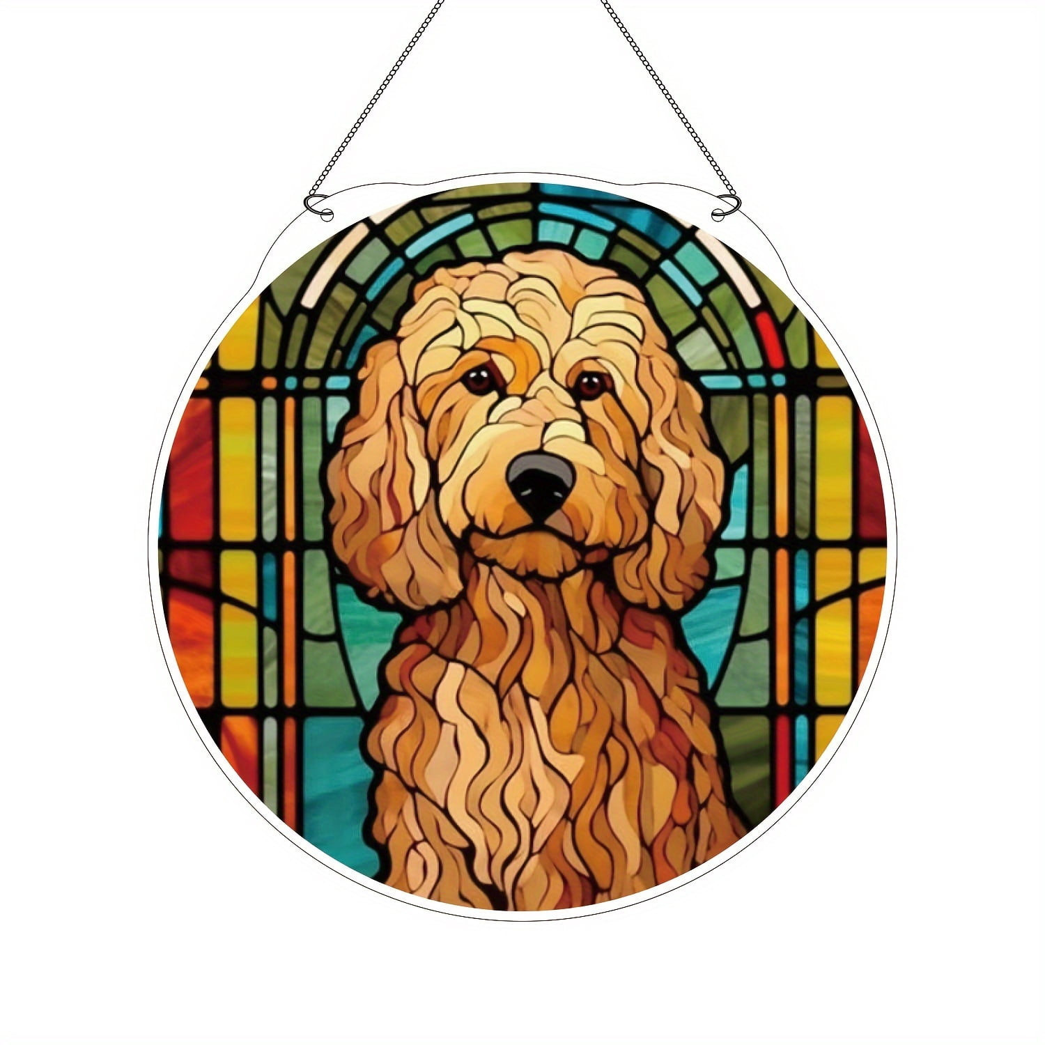 Round Acrylic Sign, Dogs Suncatchers Stained Plastic Wall Windows ...