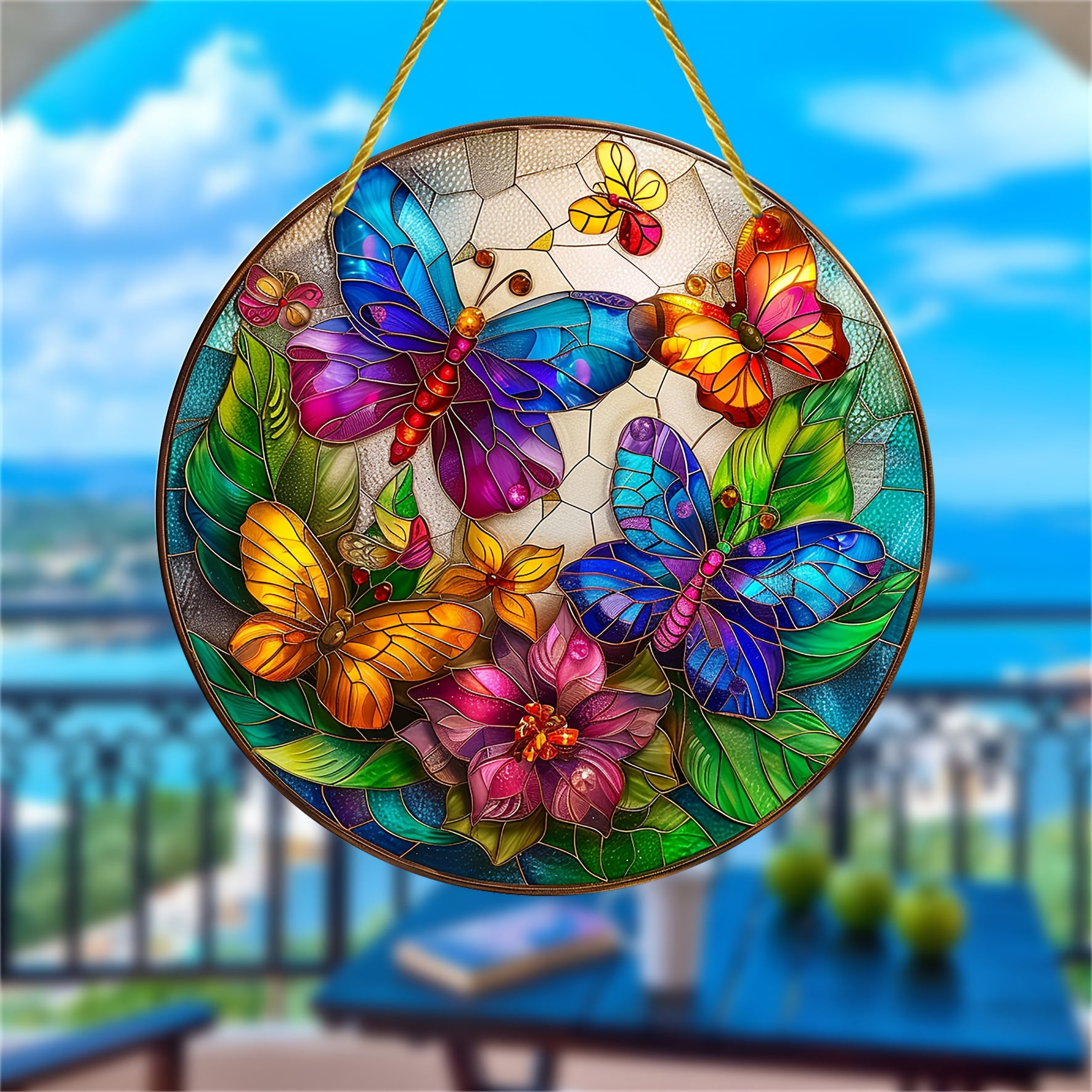 Round Acrylic Sign, Firefly Suncatcher, Stained Window Hanging, Gifts ...