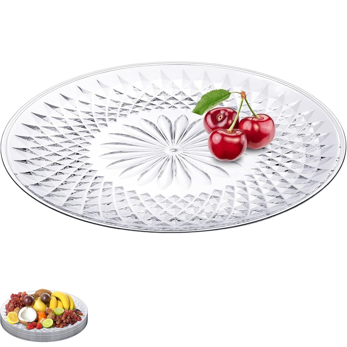 Round Acrylic Transparent Fruit Plate,Tutuviw 12 in Anti-Fall Plastic ...
