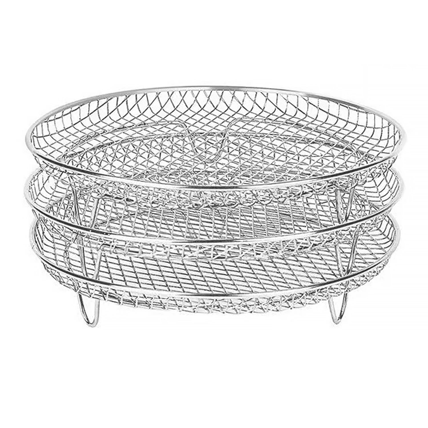 Round Air Fryer Basket, 3 Layer Stainless Steel Air Fryer Accessories ...