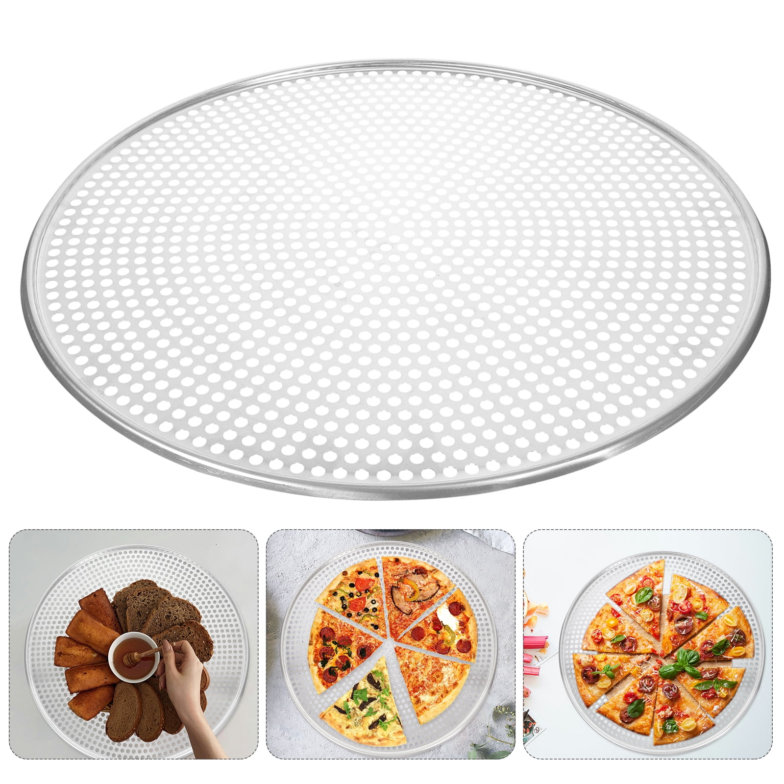 Round Aluminum Pizza Pan With Holes Mesh Pizza Baking Screen Pizza Tray ...