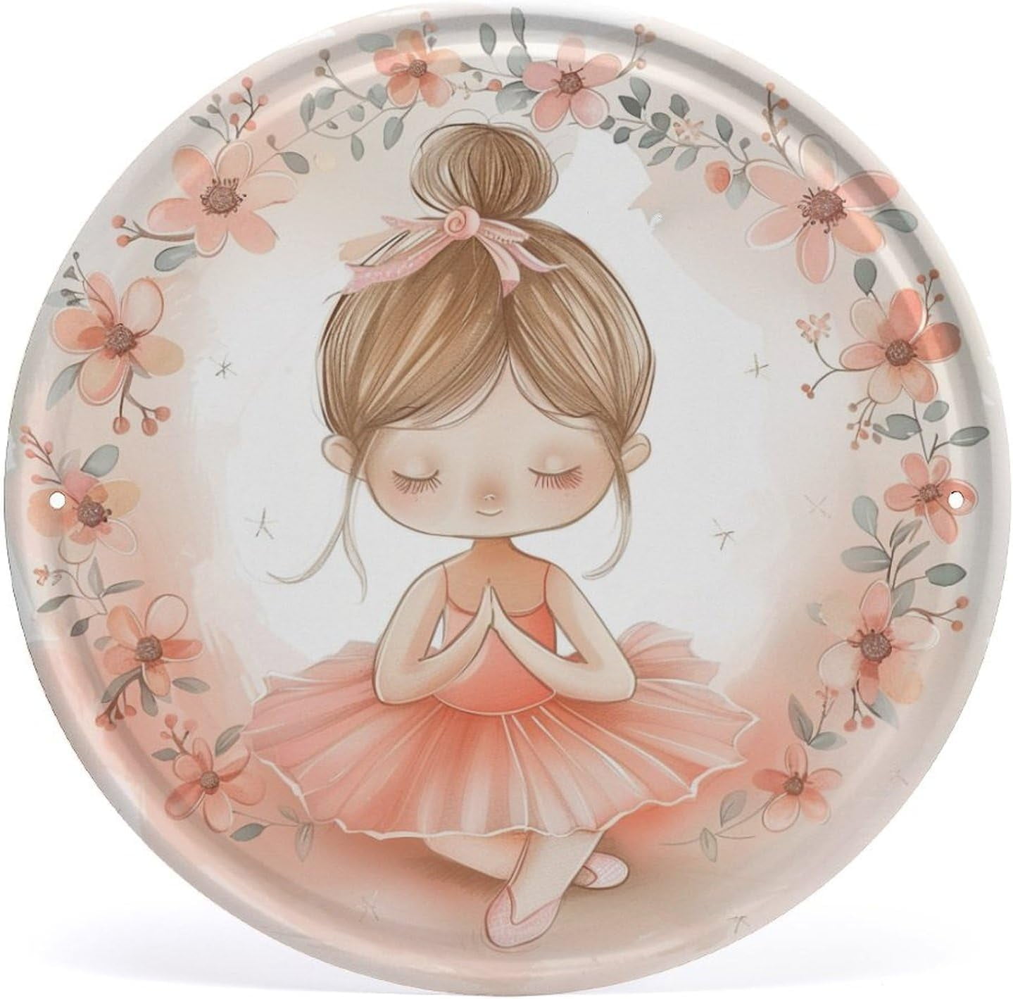 Round Aluminum Sign Beautiful Ballerina Posing And Dancing Vintage ...