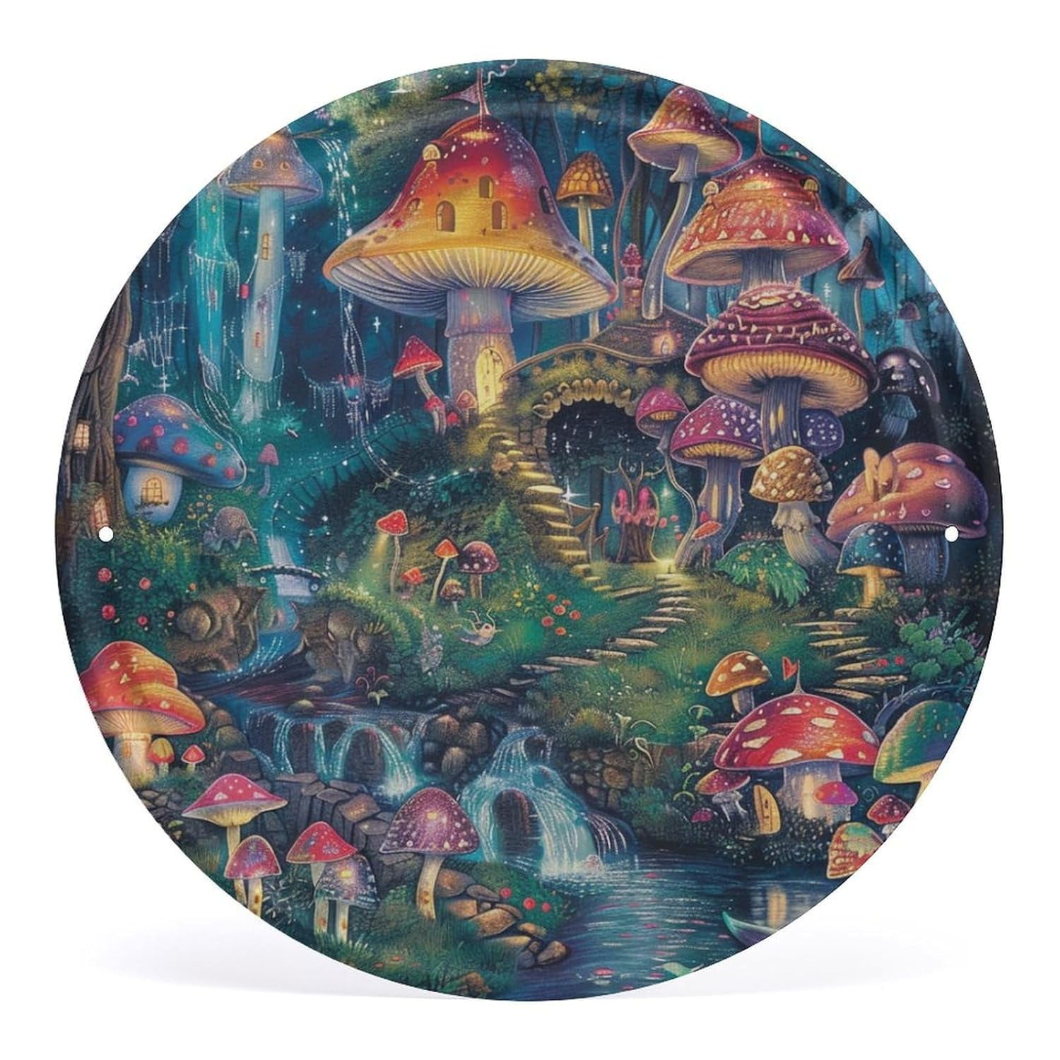 Round Aluminum Sign Magical Fairyland Vintage Metal Wall Decor Poster ...
