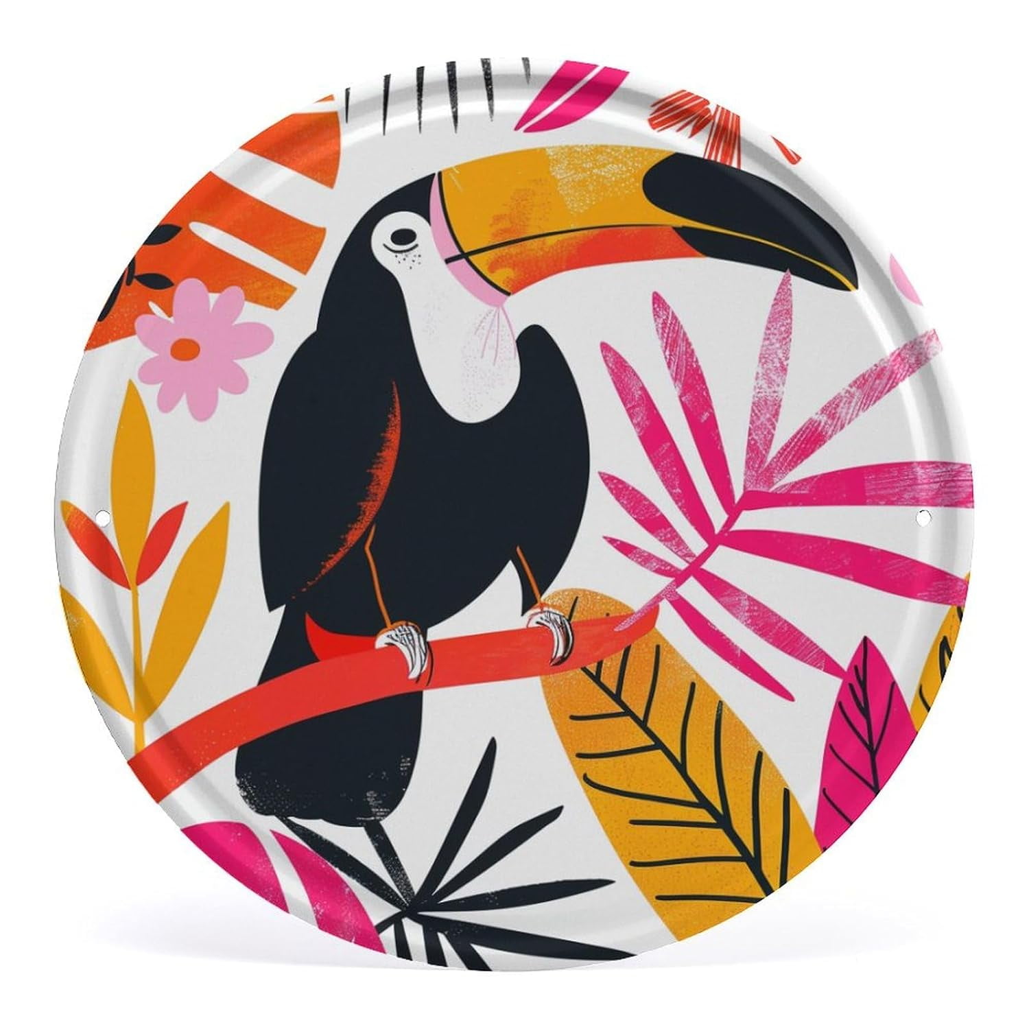 Round Aluminum Sign Watercolor Parrot Retro Tin Decorative Sign Wall ...