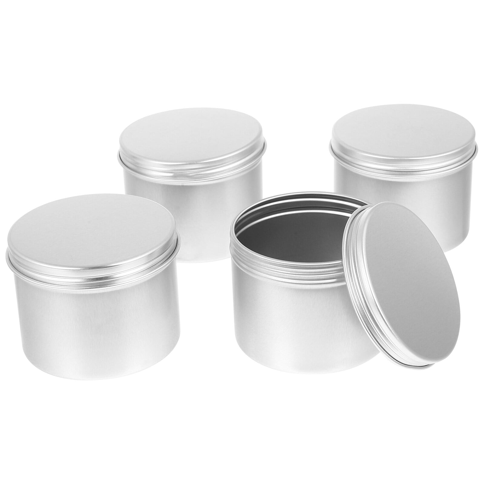 TABLZONE Aluminum Container Round Silver 4Pcs 2.6x2.6x2In - Walmart.com