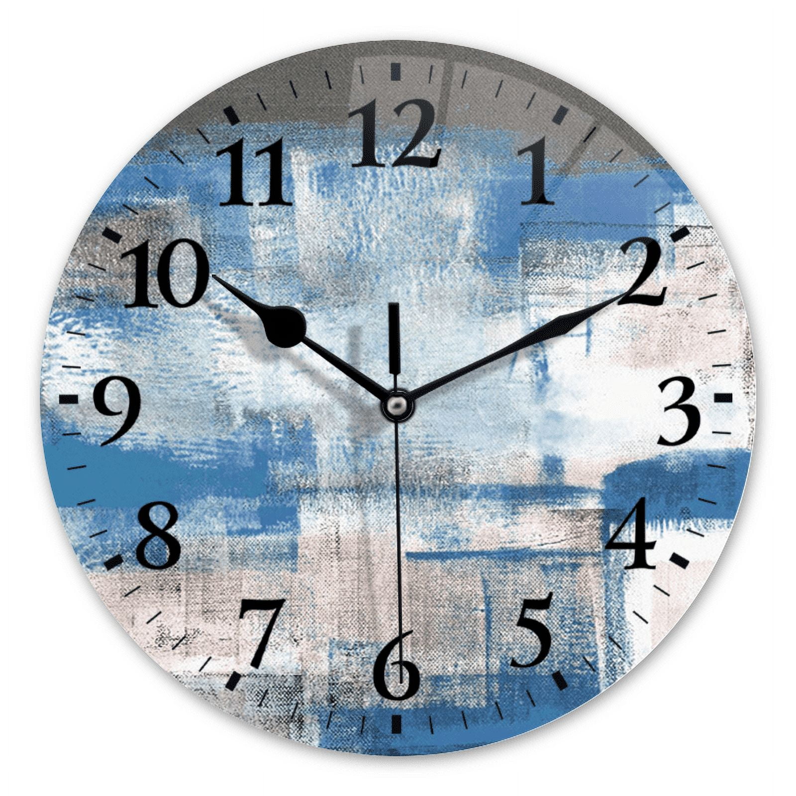 Round Analog Wall Clocks Battery Operated Clcoks Non-Ticking Silent ...