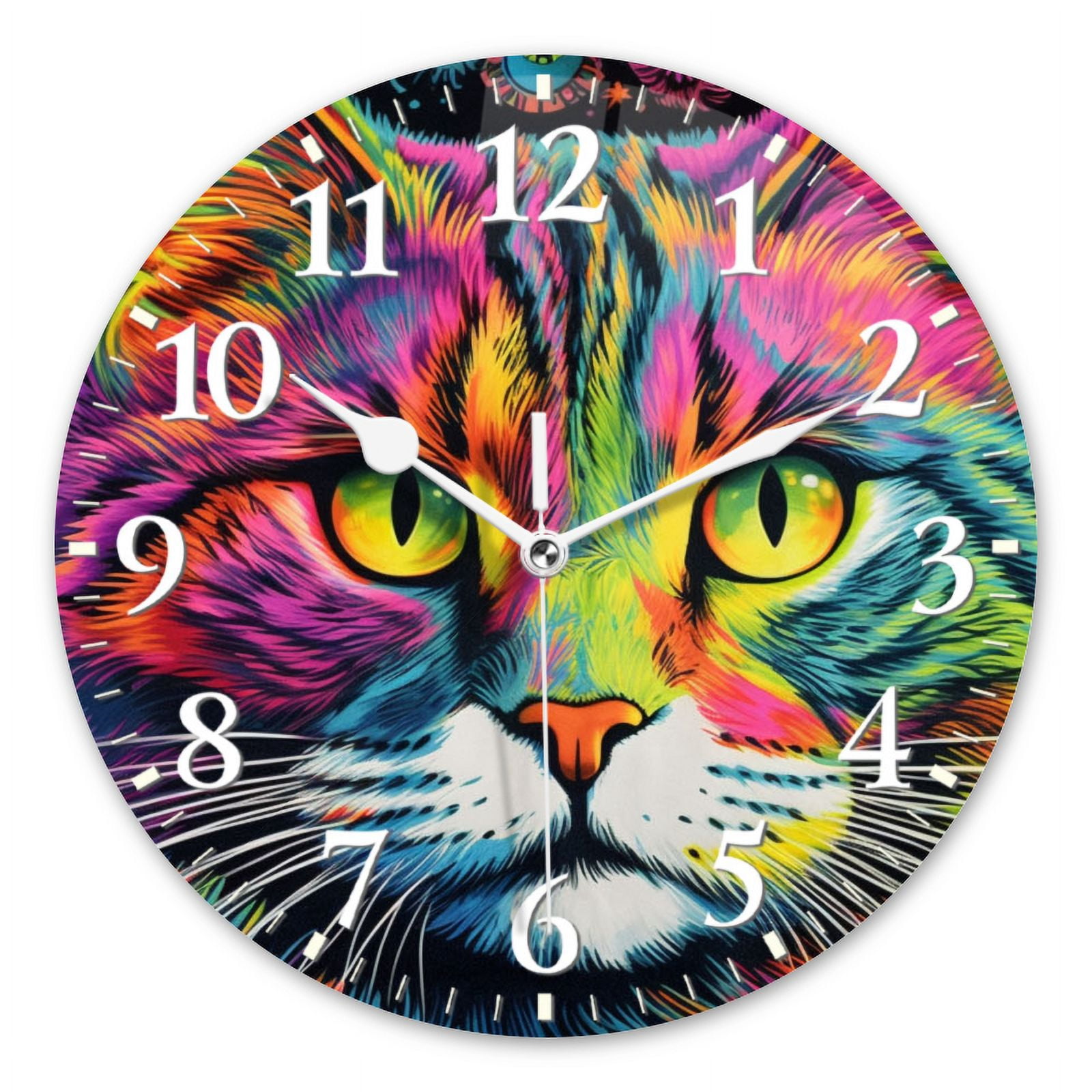 Round Analog Wall Clocks Battery Operated Modern Clock Non-Ticking ...