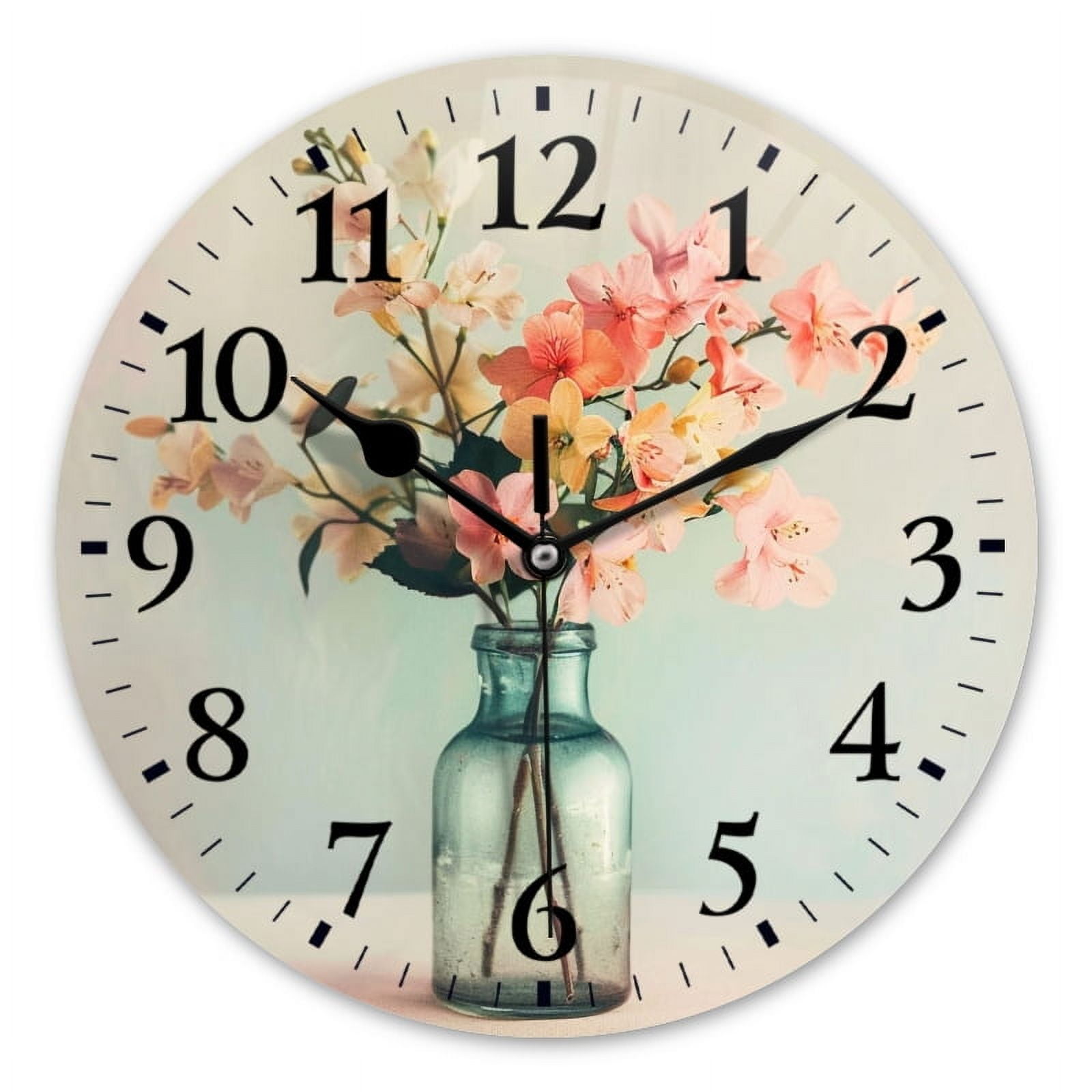 Round Analog Wall Clocks with Non-Ticking Sweep Movement,Battery ...