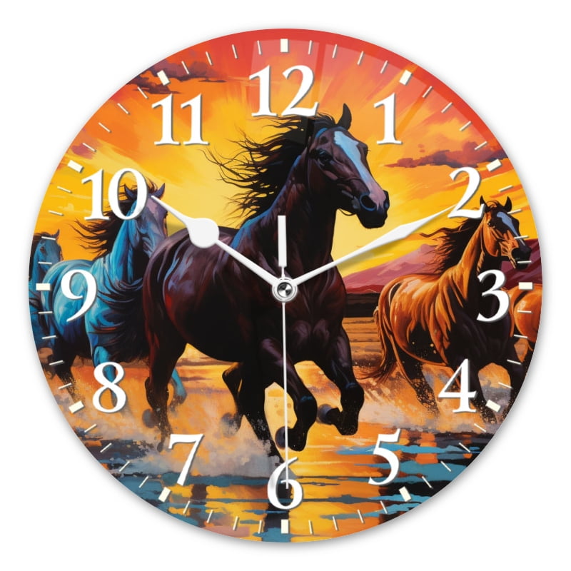 Round Analog Wall Clocks with Non-Ticking Sweep Movement,Battery ...