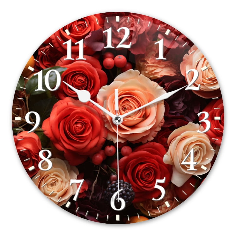 Round Analog Wall Clocks with Non-Ticking Sweep Movement,Battery ...