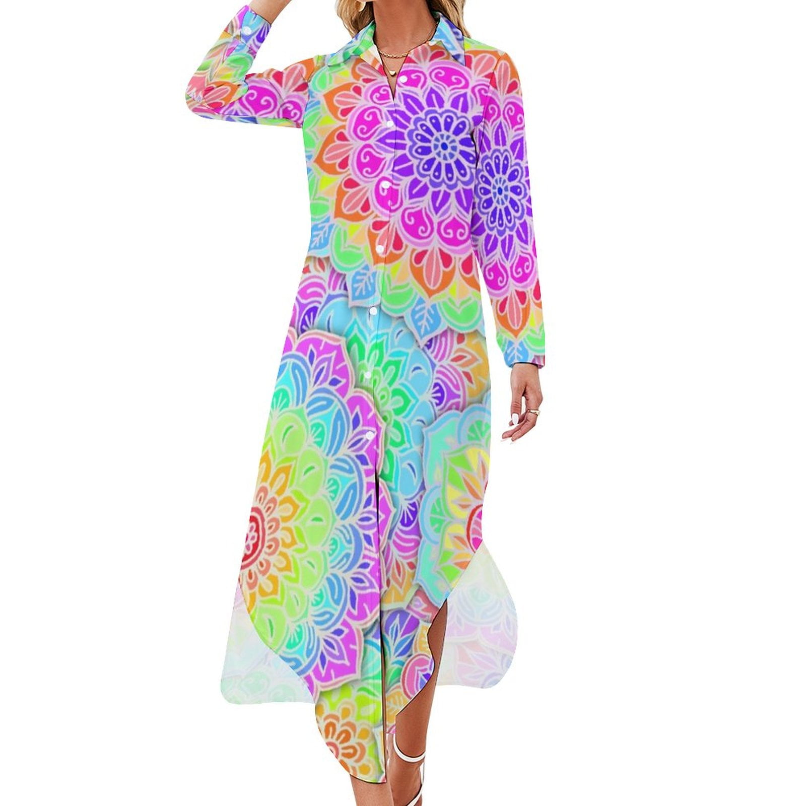 Round And Psychedelic Casual Dress Modern Fractal Art Aesthetic Dresses ...