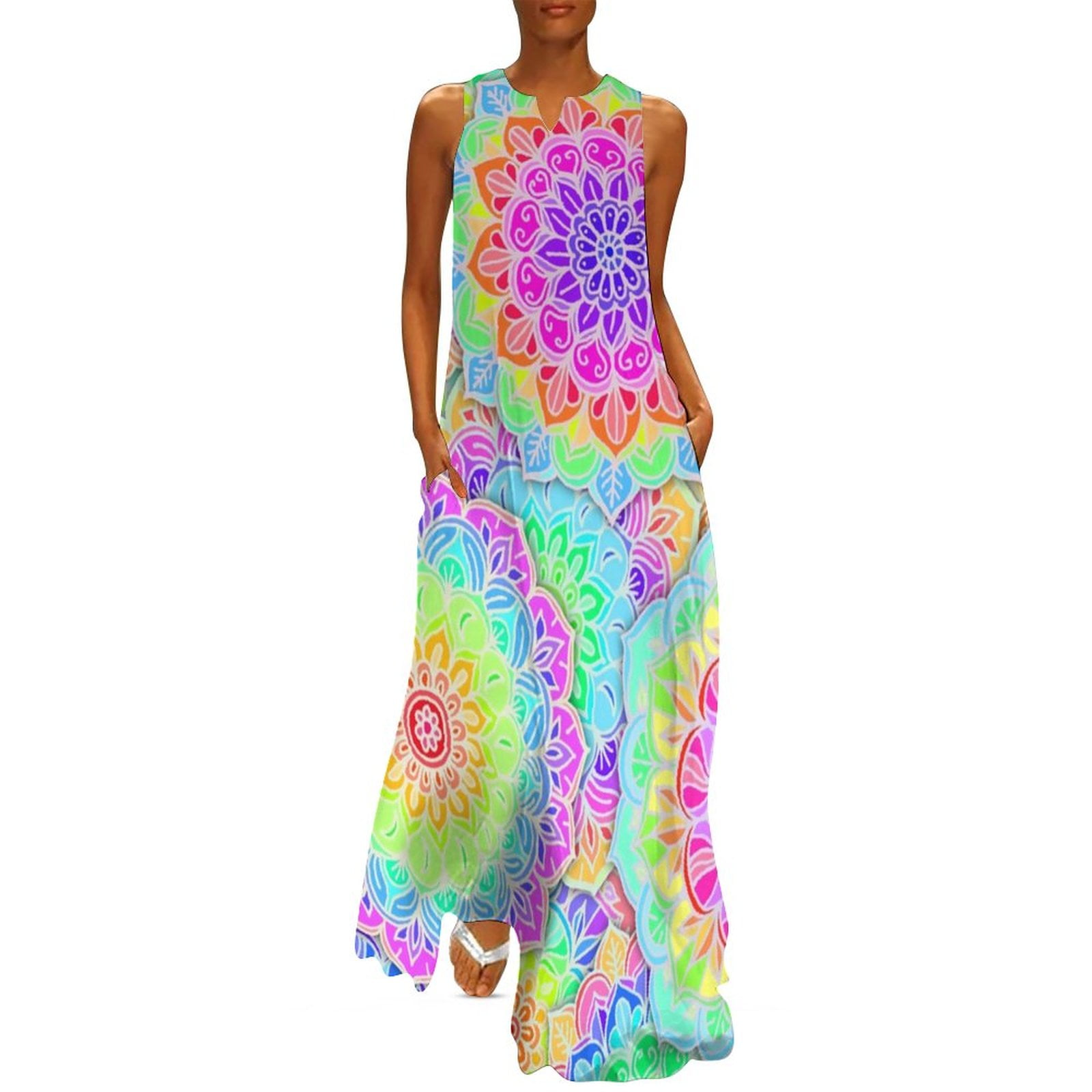 Round And Psychedelic Dress Modern Fractal Art Cute Maxi Dress Street ...