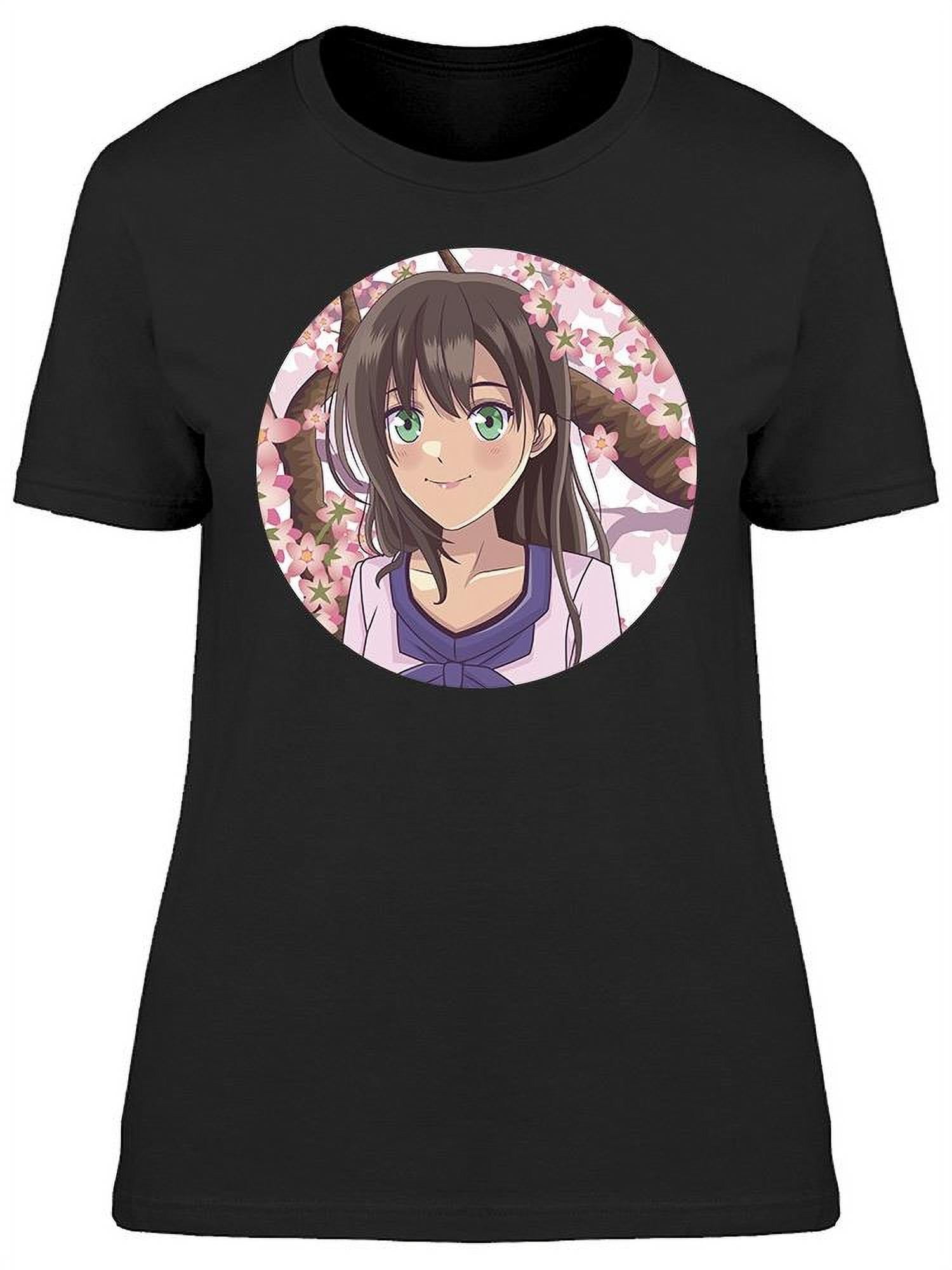 Round Anime Manga Girl T-Shirt Women -Image by Shutterstock, Female ...