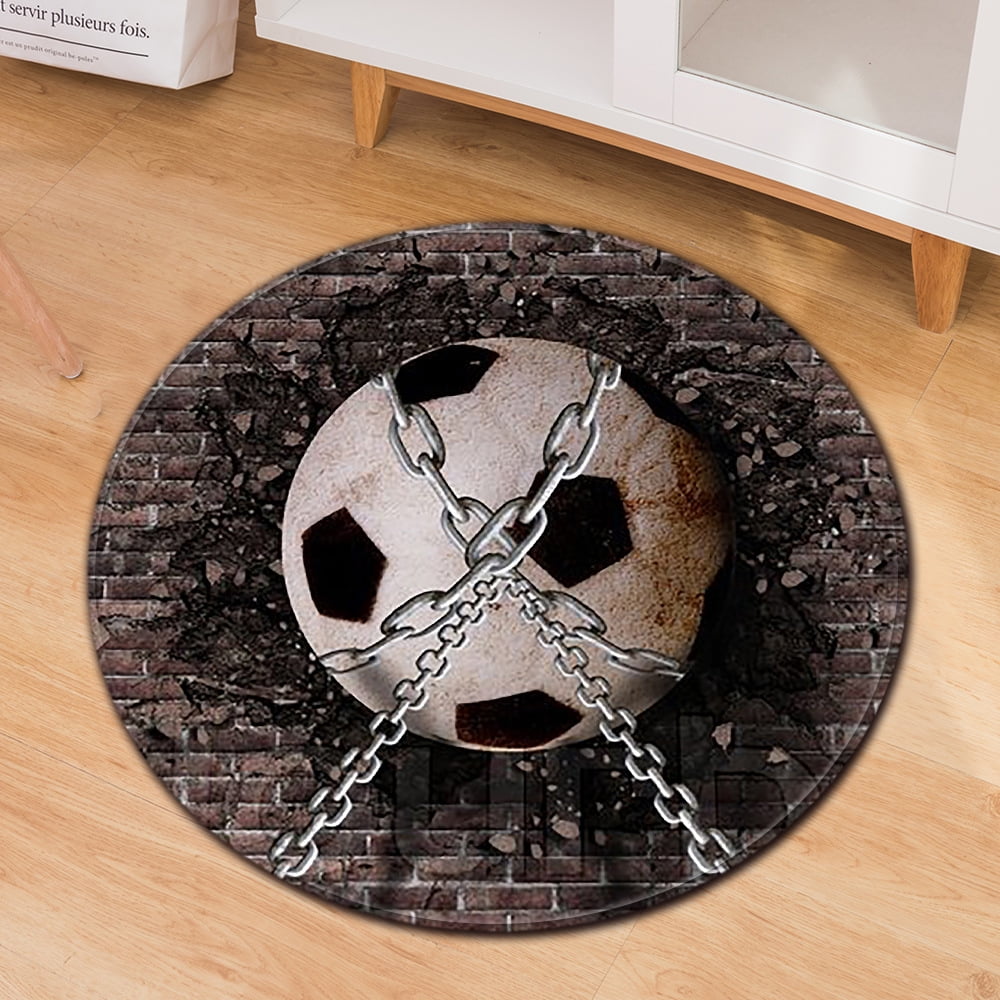 Round Anti-slip Ball Carpet Football Basketball Kids Bedroom Rug Living ...