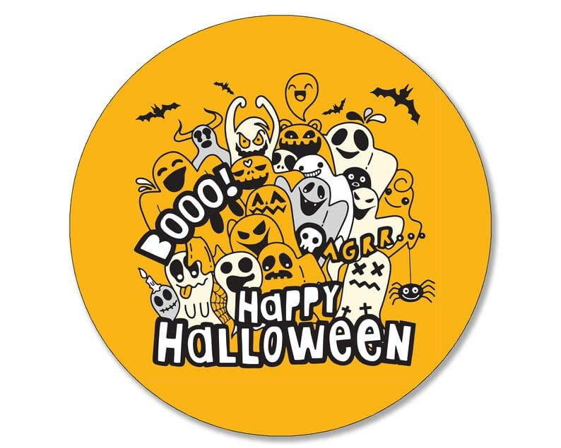 Round Antique tin Sign Garland Happy Halloween Boo Friendly Ghost Scary ...