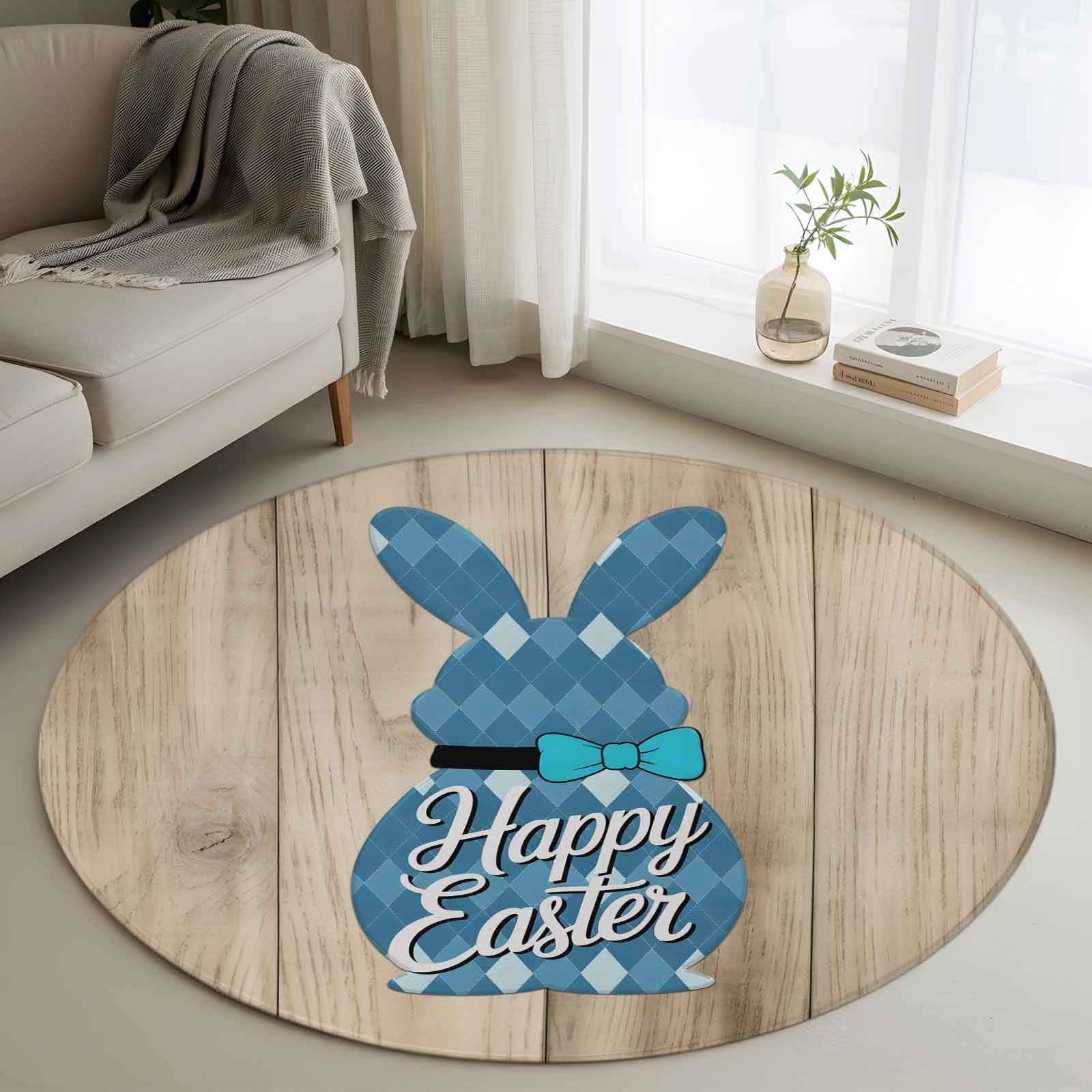 Round Area Rug 3.3 Ft, Easter Washable Non-Slip Circle Carpet for ...