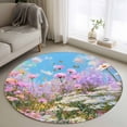 Round Area Rug 3 Ft, Wildflowers Washable Non-Slip Circle Carpet for ...