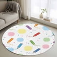 Round Area Rug 3ft, Colored Pencils Art Non-Shedding Washable Area Rug ...