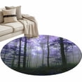 Round Area Rug 3ft Purple Foggy Forest Floor Carpets Indoor Floor Area ...