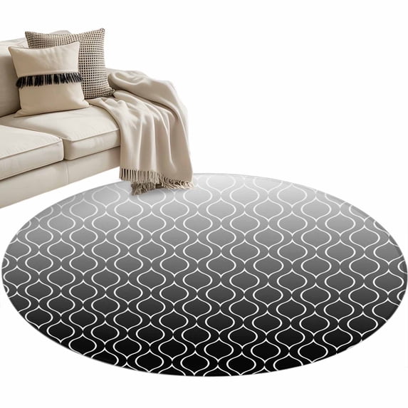 Round Area Rug 4ft Black Morocco Floor Carpets Indoor Floor Area Mat ...