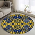 Round Area Rug 4ft Ethnic Abstract Geometric Art Area Rugs Washable Low ...