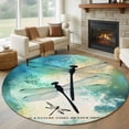 Round Area Rug 8 Ft, Watercolor Dragonfly Washable Non-Slip Circle ...