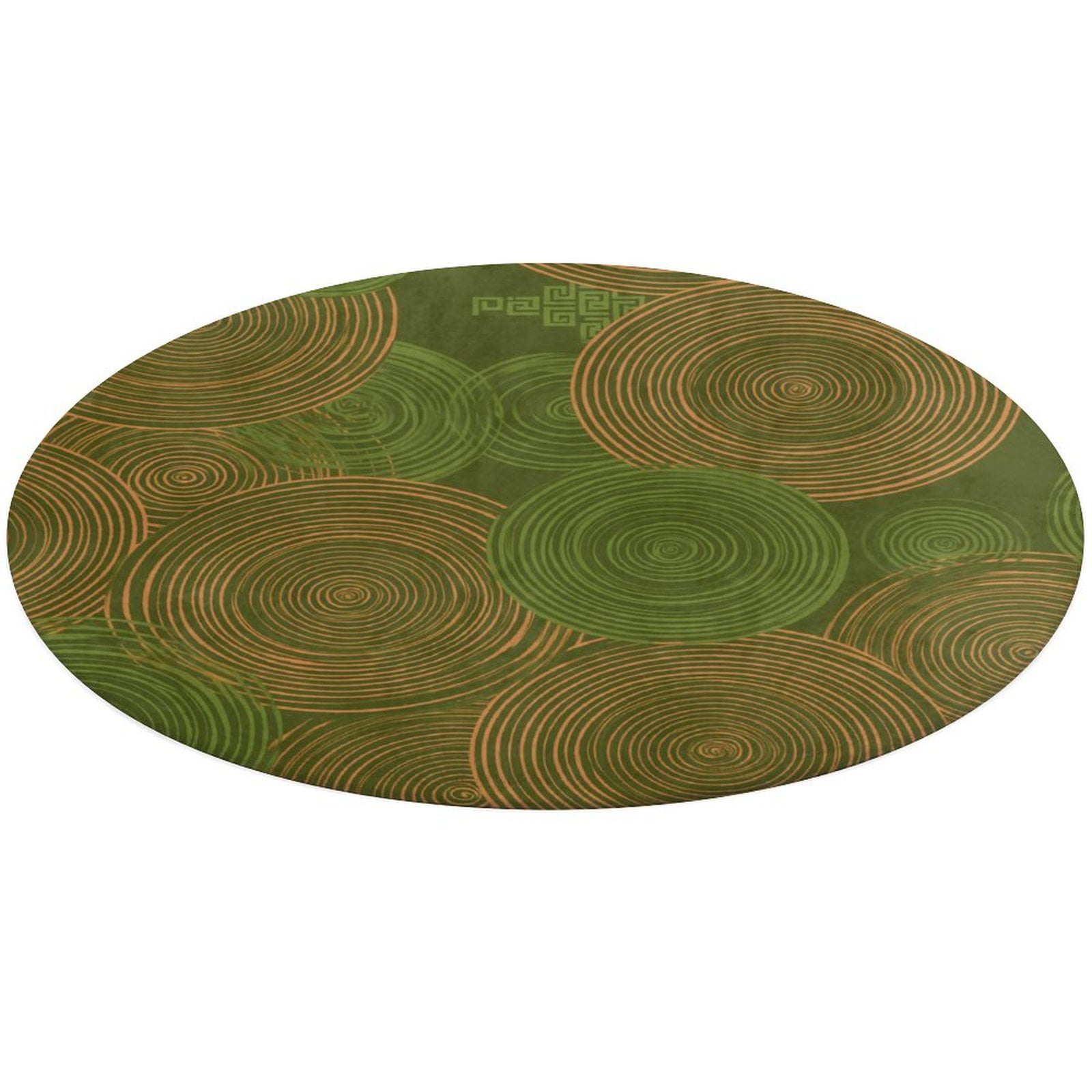 Round Area Rug Abstract Concentric Circles Green Orange Pattern Indoor ...