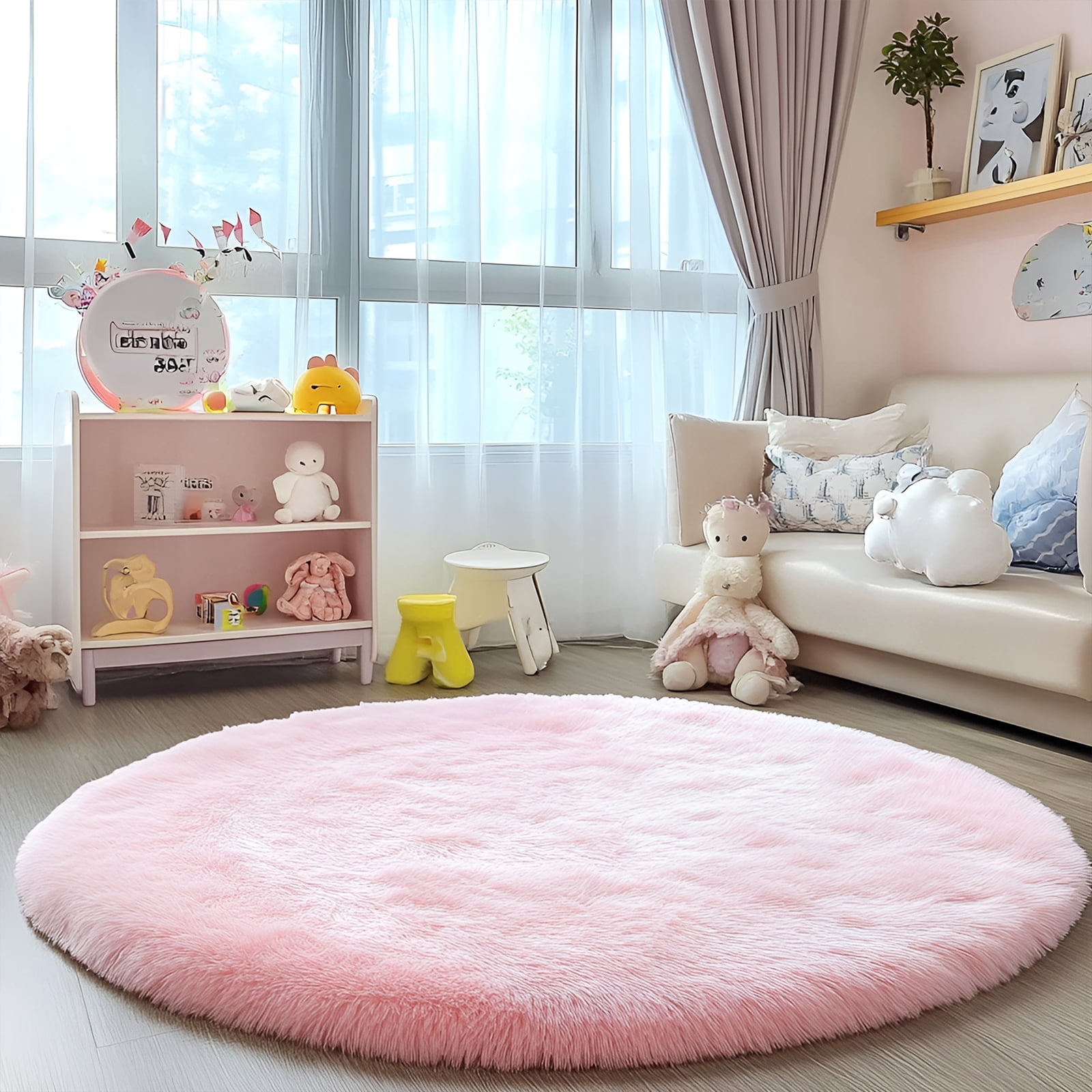 Pentantan 4ft x 4ft Round Shaggy Area Rugs for Bedroom, Fluffy ...