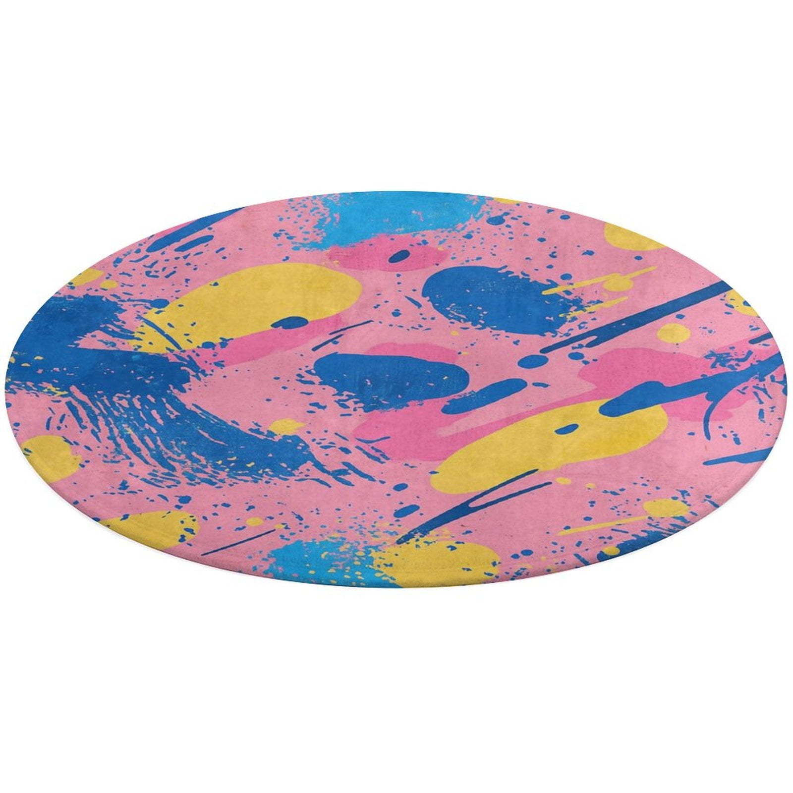 Round Area Rug Color Wave Point Geometry Indoor Floor Area Mat Stain ...