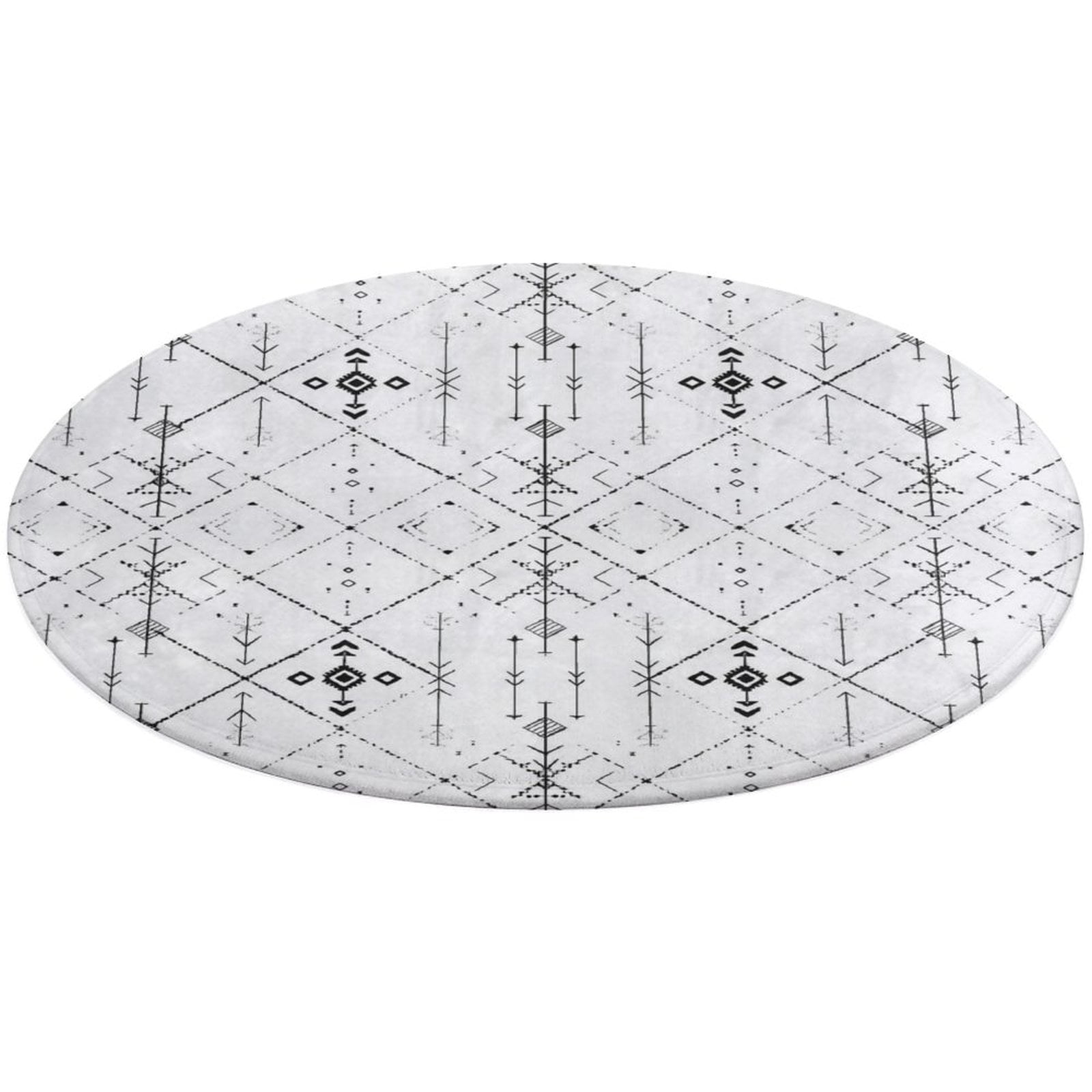Round Area Rug Colored Grid Geometry Indoor Floor Area Mat Stain-Proof ...