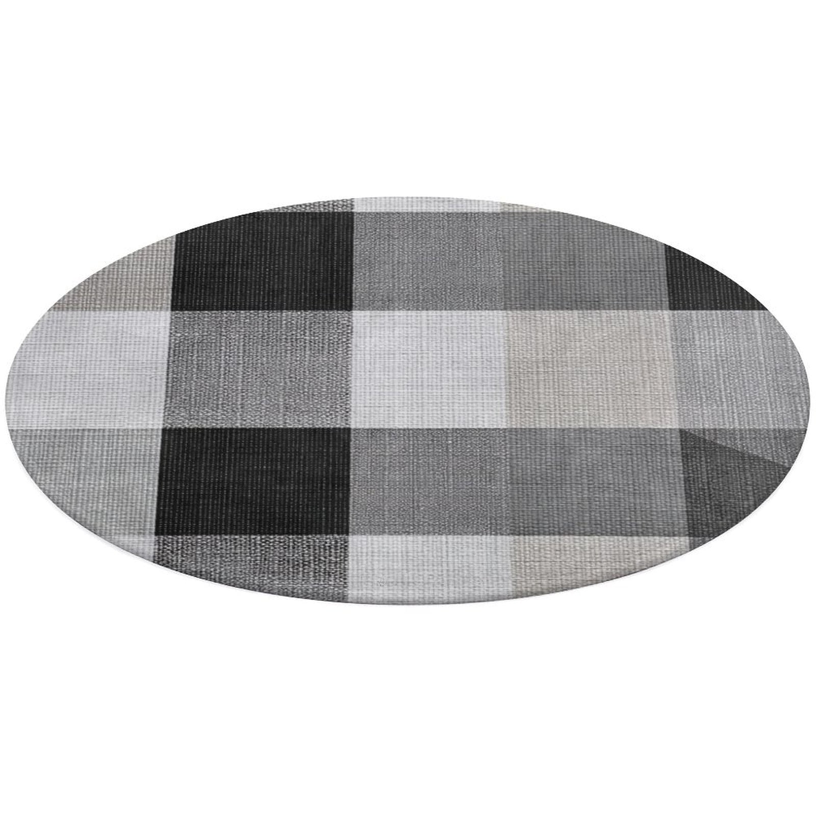 Round Area Rug Colored Grid Geometry Indoor Floor Area Mat Stain-Proof ...