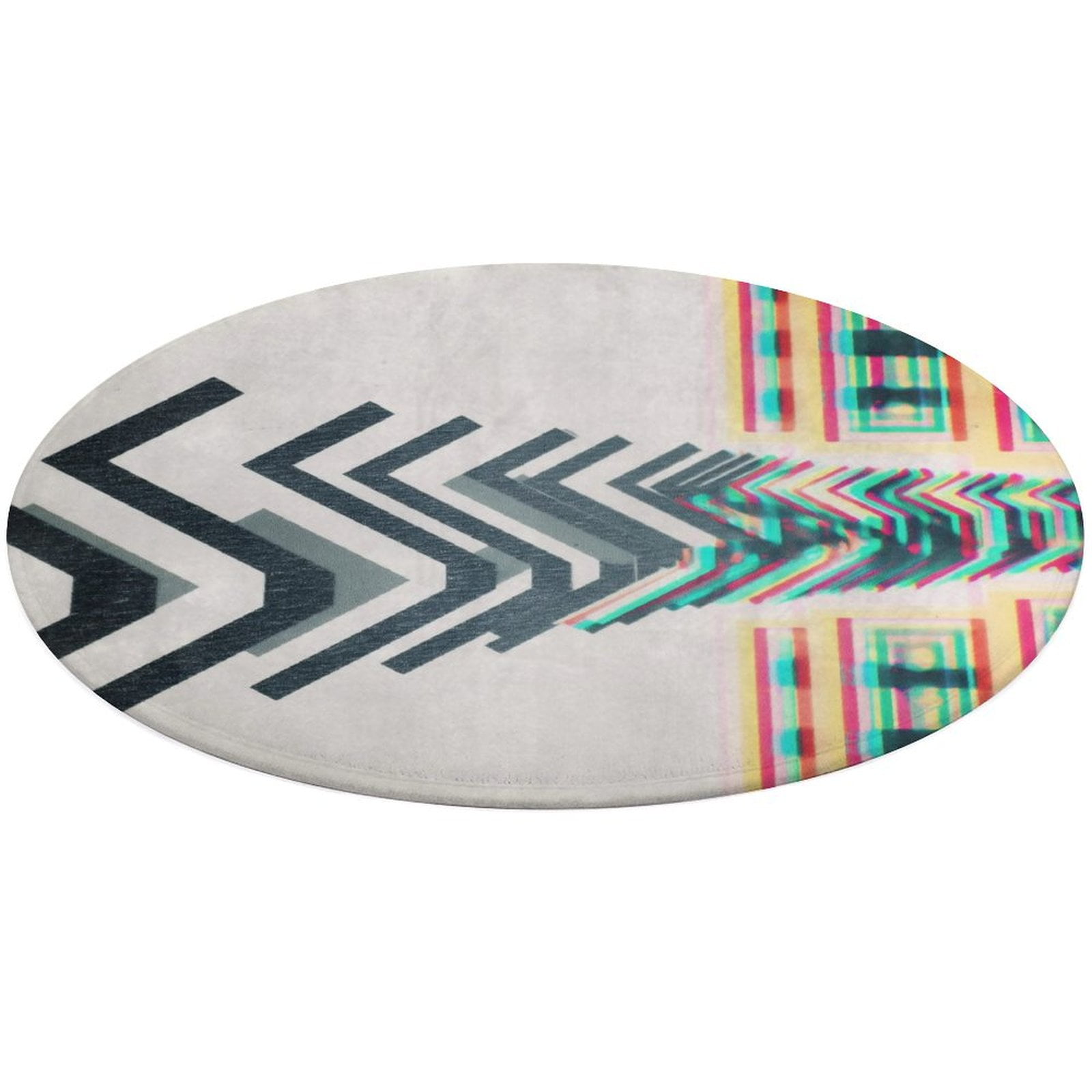 Round Area Rug Colored Grid Geometry Indoor Floor Area Mat Stain-Proof ...