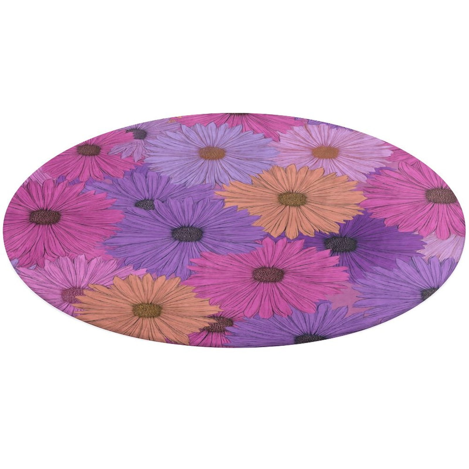 Round Area Rug Colorful Daisy Flower Pattern Background Indoor Floor ...