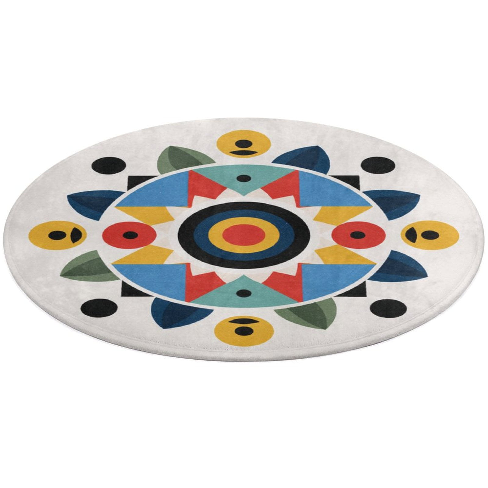 Round Area Rug Colorful Geometric Mandala Design Indoor Floor Area Mat ...