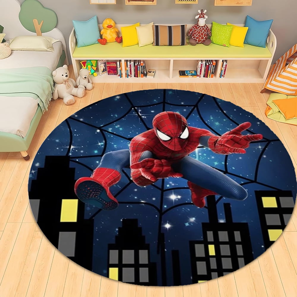 Round Area Rug Colorful Spider Man Cartoon Carpet Modern 3D Art ...