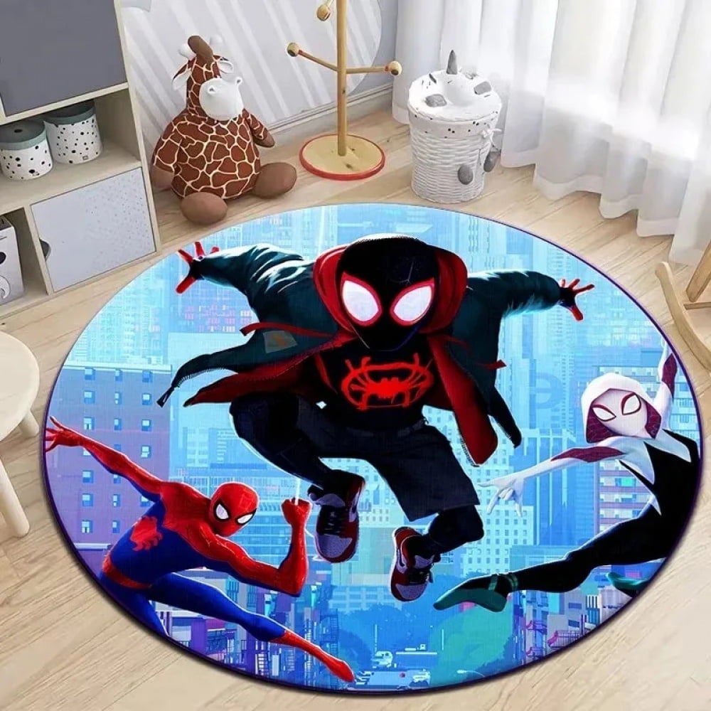 Round Area Rug Colorful Spider Cartoon Carpet Modern 3D Art Aesthetic ...