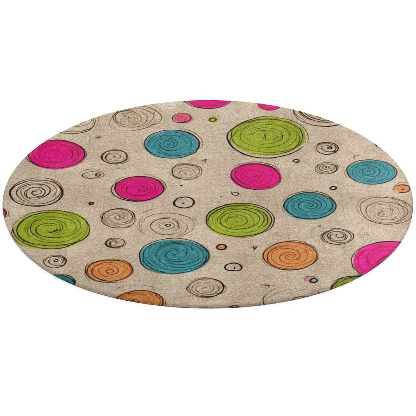 Round Area Rug Colorful Swirl Circles Pattern Background Indoor Floor ...