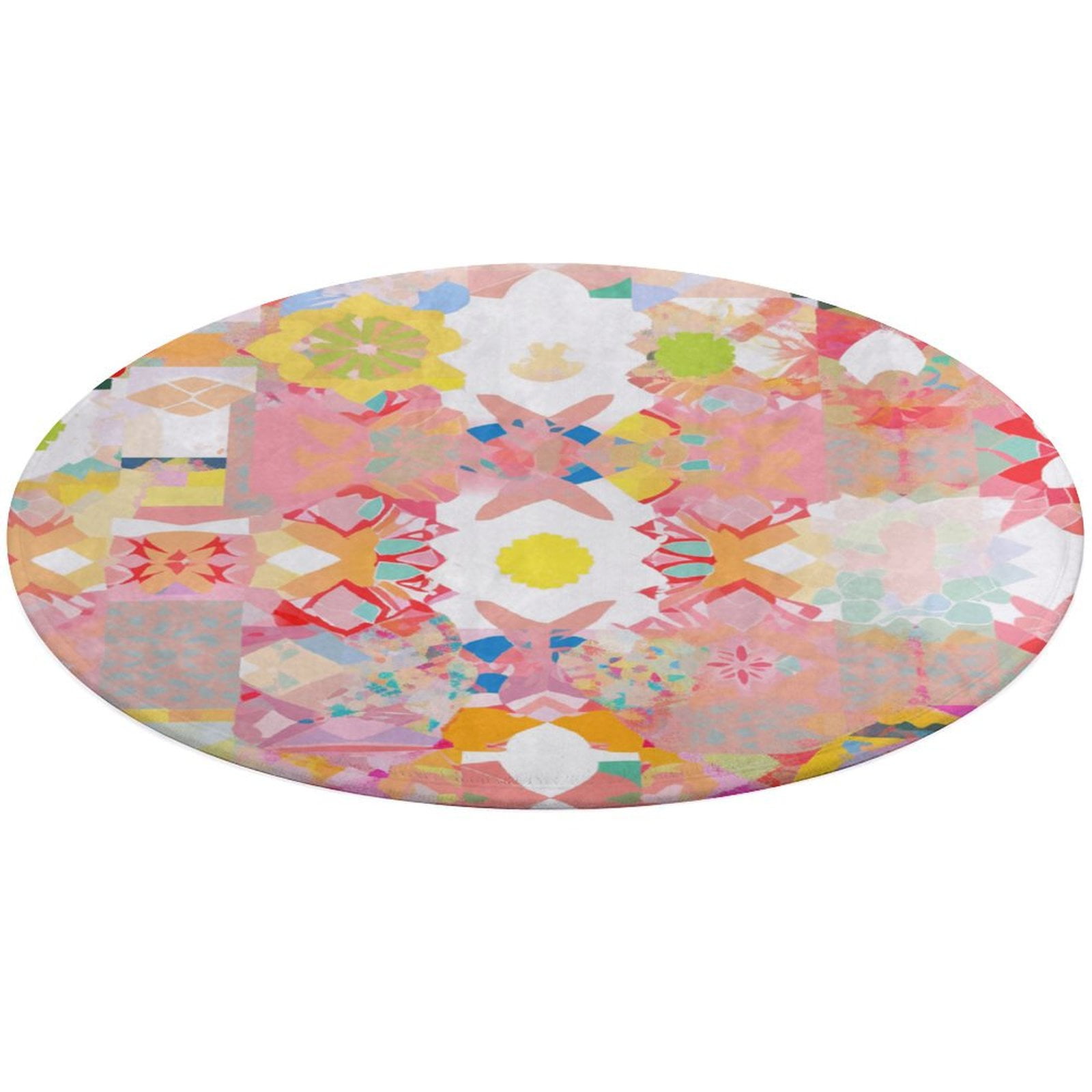 Round Area Rug Cute Colorful Flower Indoor Floor Area Mat Stain-Proof ...