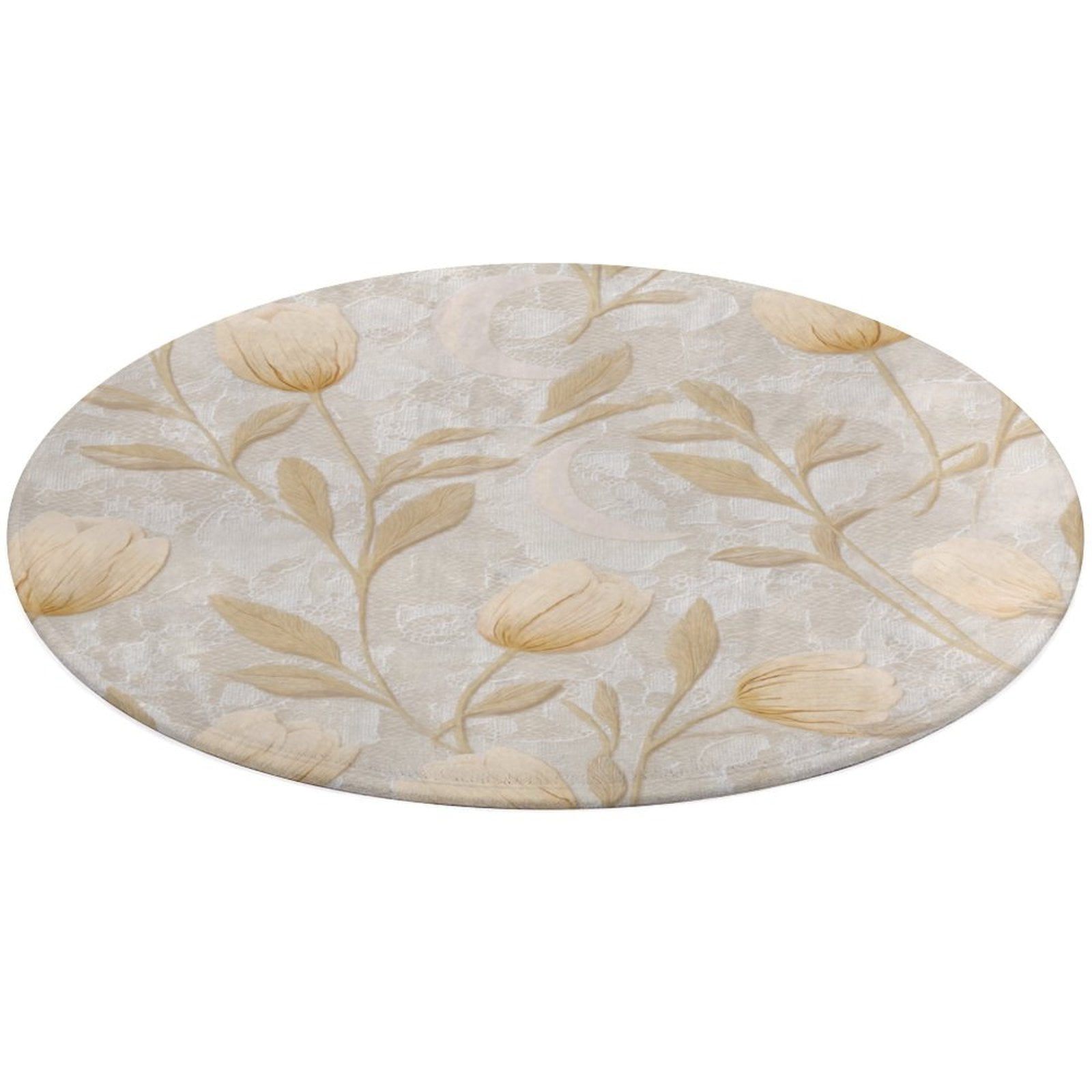 Round Area Rug Elegant Floral Lace Moon Design Indoor Floor Area Mat ...