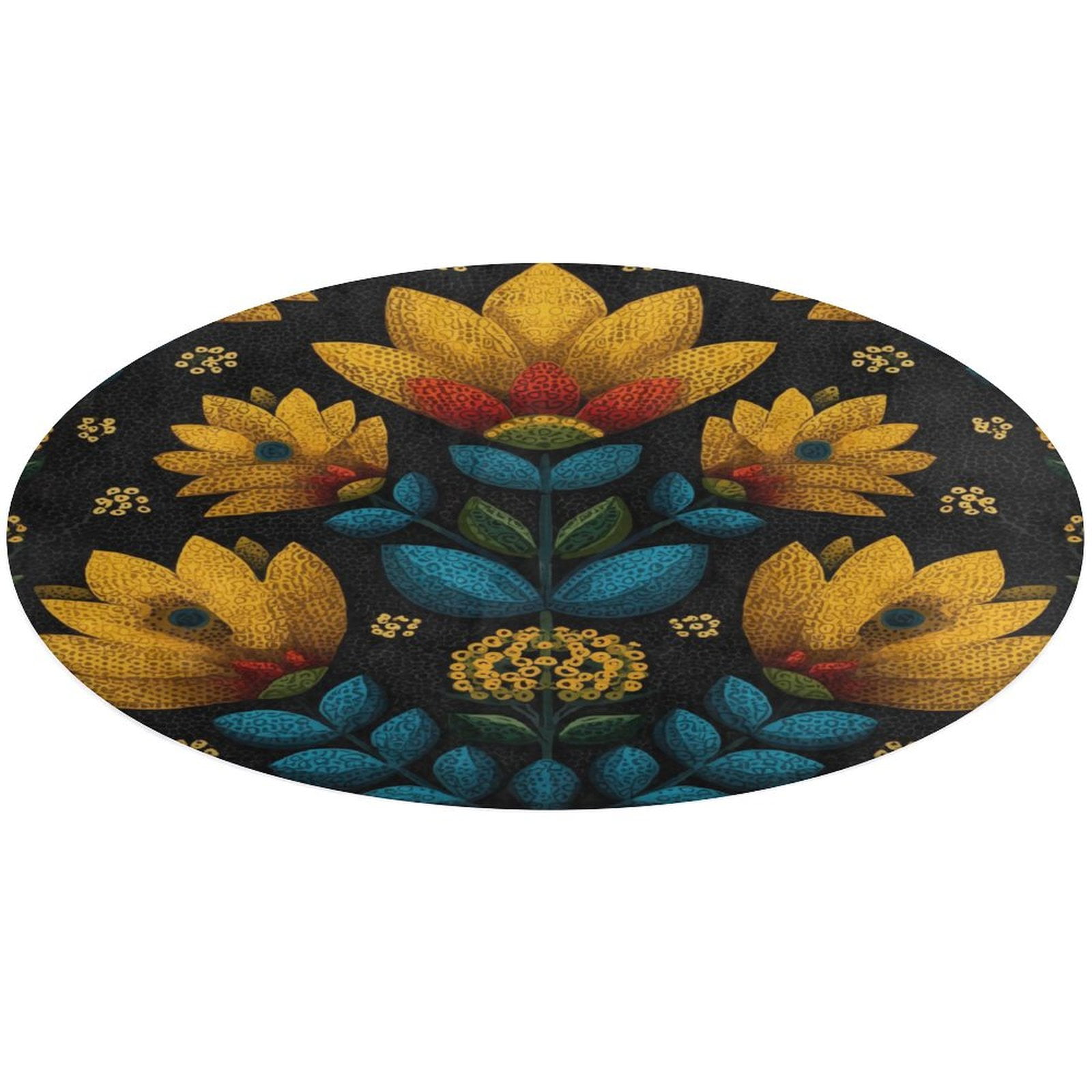 Round Area Rug Floral Textile Seamless Pattern Design Indoor Floor Area ...