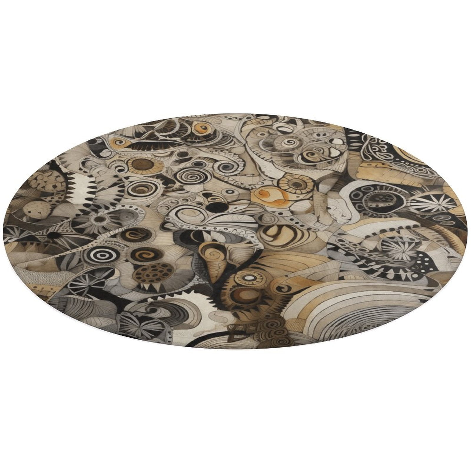 Round Area Rug Ink Texture Watercolor Indoor Floor Area Mat Stain-Proof ...